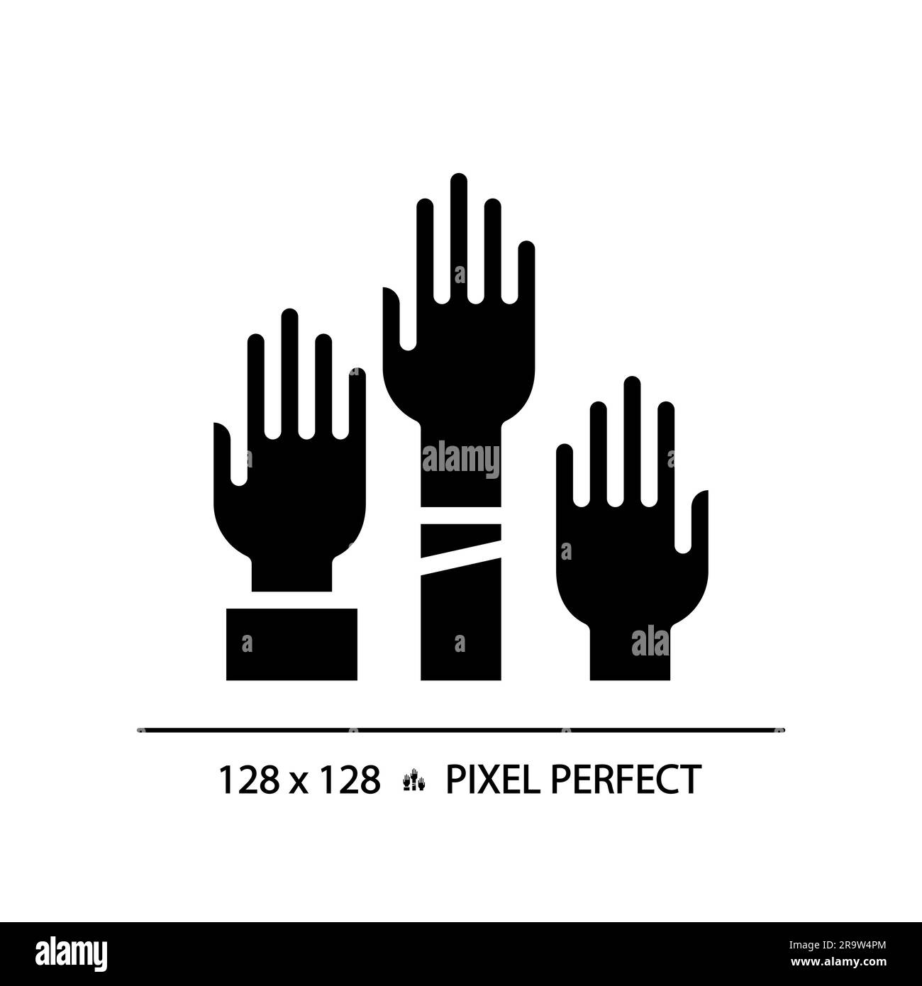 Pixel perfect glyph style icon of people with hands raised Stock Vector ...