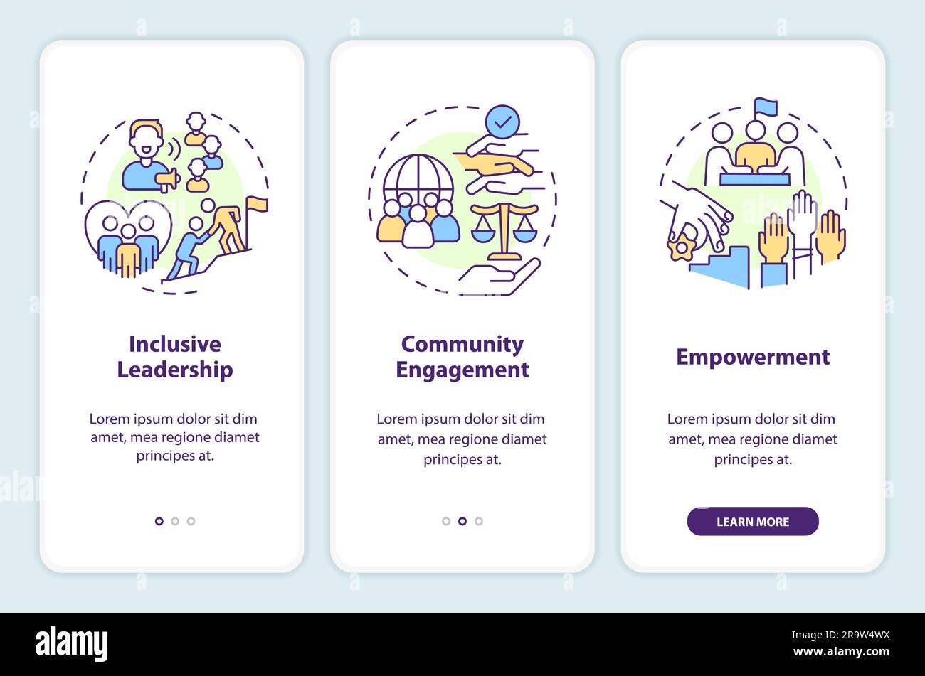 Create inclusive environment onboarding mobile app screen Stock Vector ...