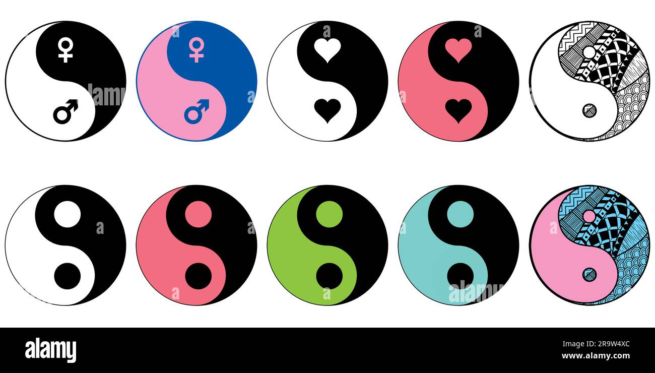 10 Yin Yang Graphic Design Elements Stock Photo - Alamy
