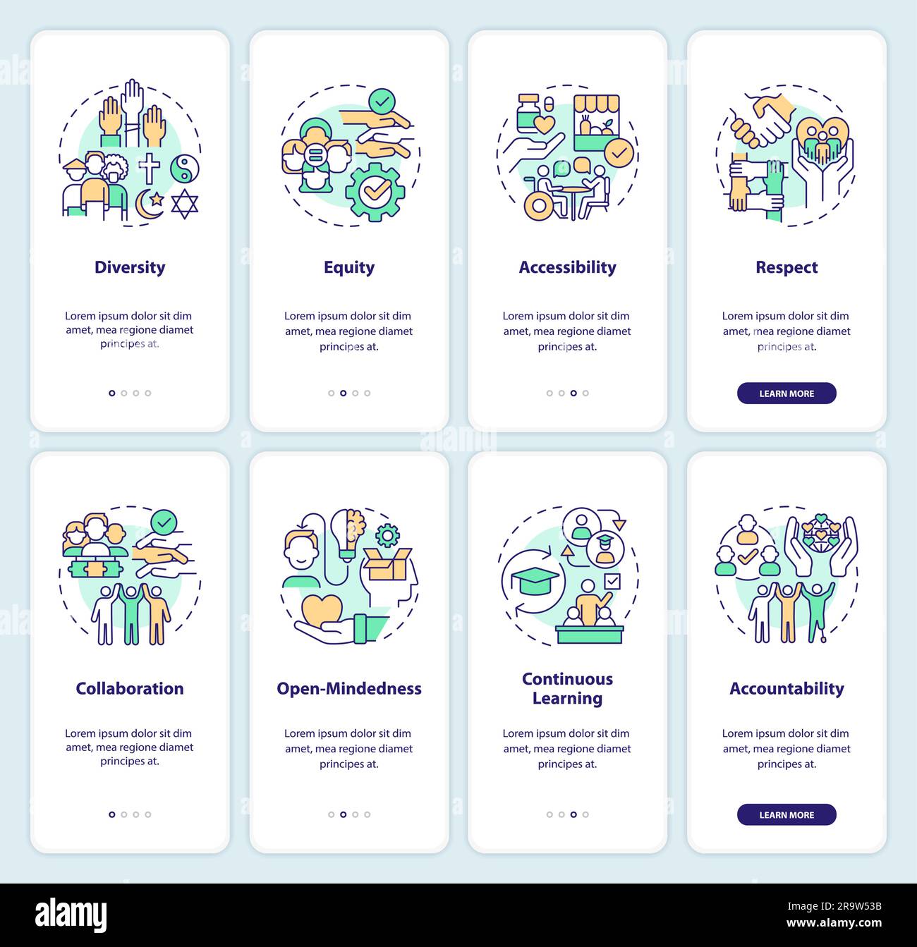 Pillars Of Inclusion Onboarding Mobile App Screen Set Stock Vector Image And Art Alamy