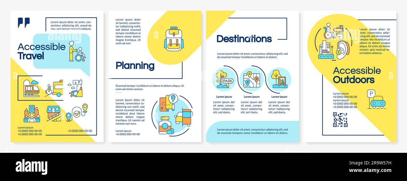 Accessible travel blue and yellow brochure template Stock Vector Image ...