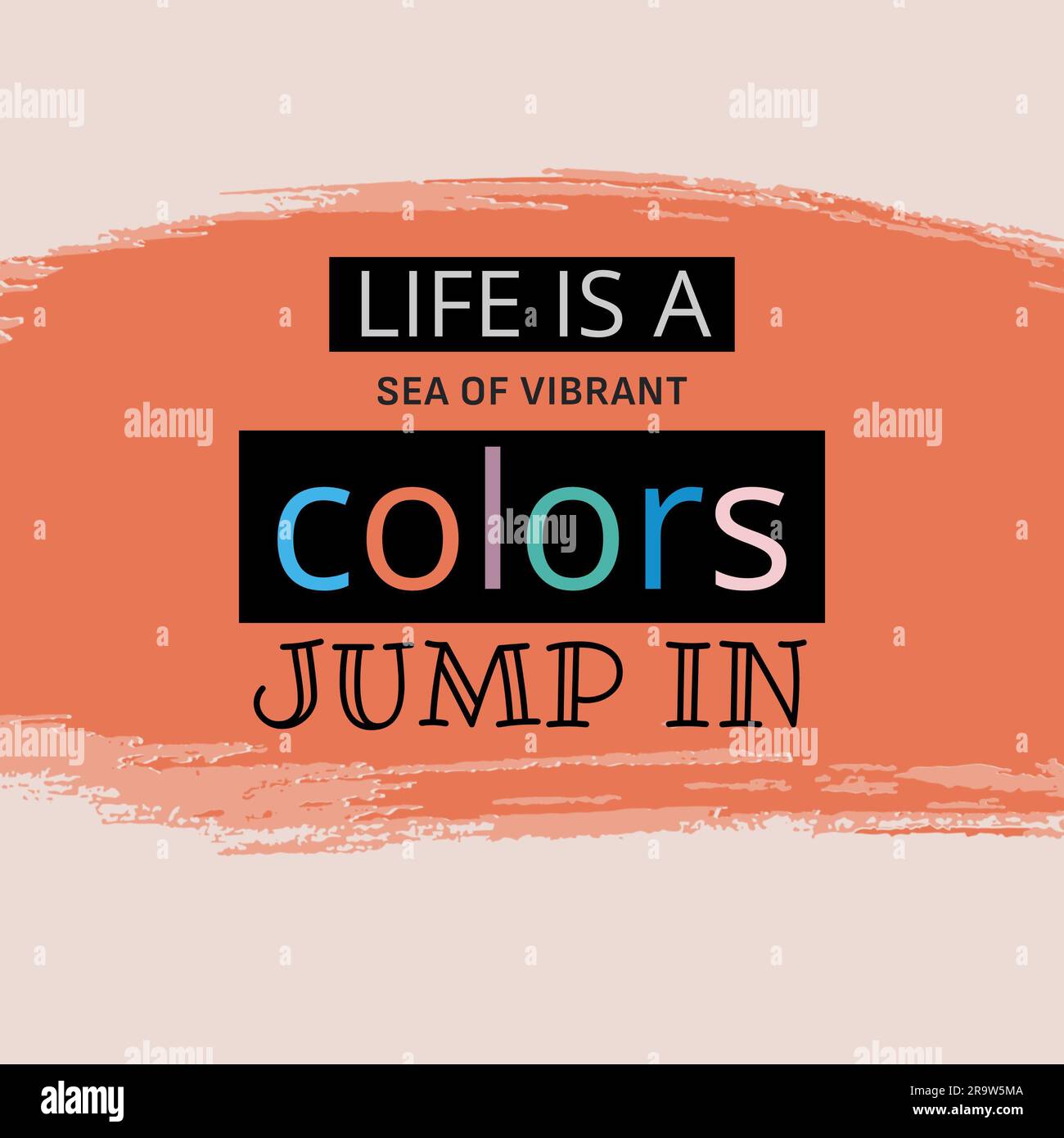 Composition of life is a sea of vibrant colours jump in text on pattern ...