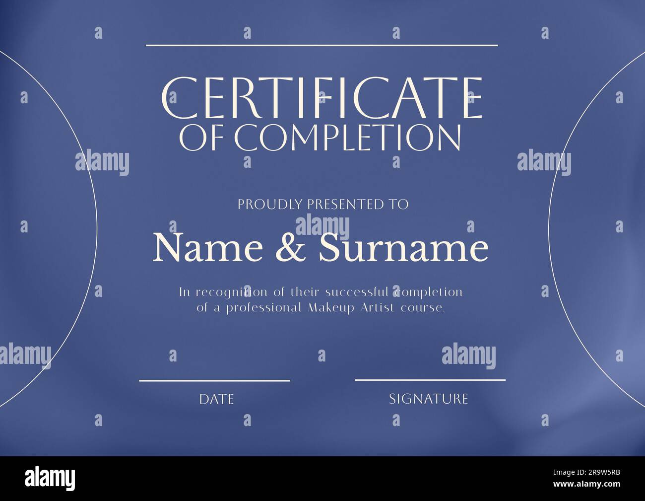 Composition of certificate of completion text with copy space on blue ...