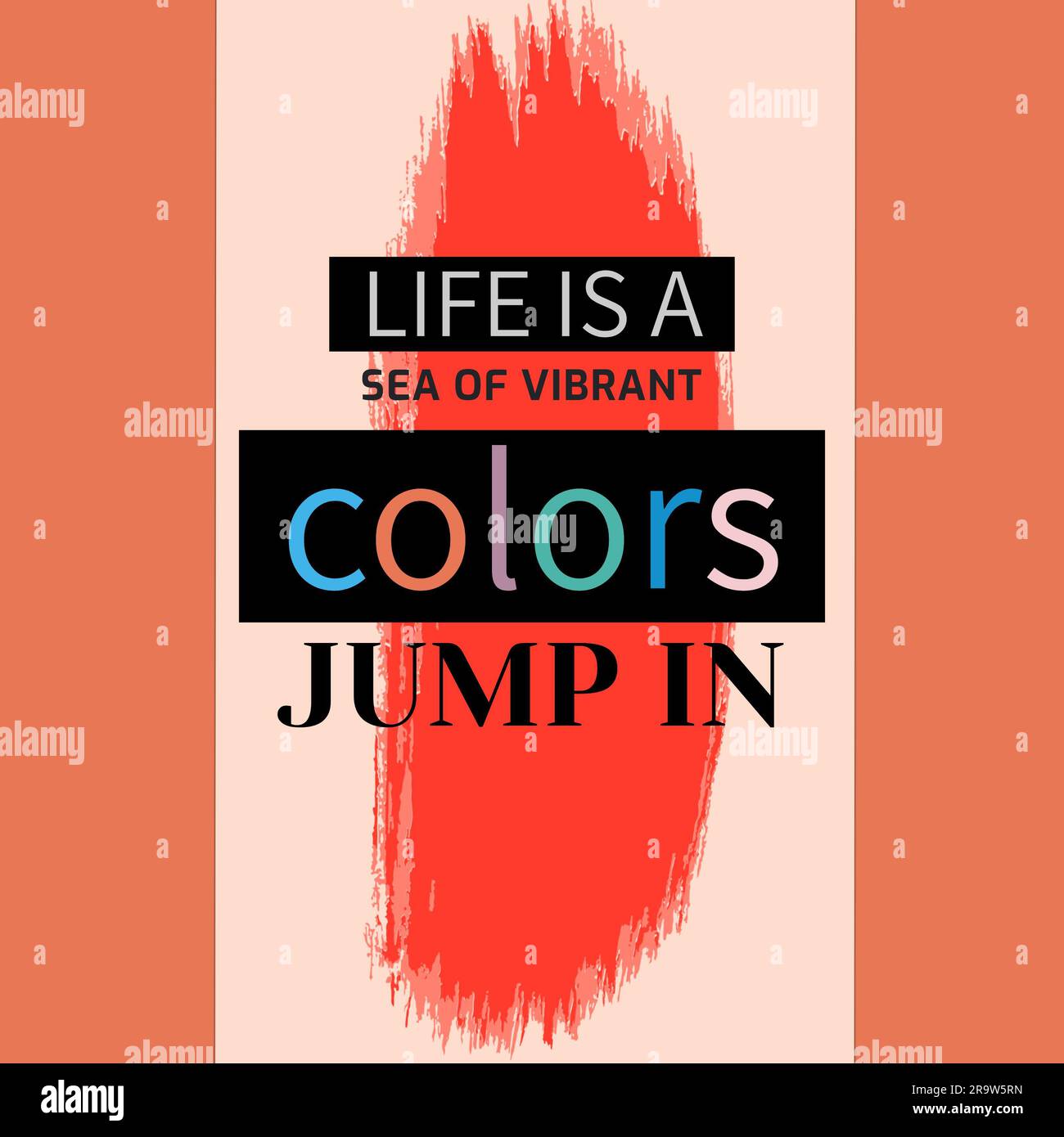 Composition of life is a sea of vibrant colours jump in text on pattern ...