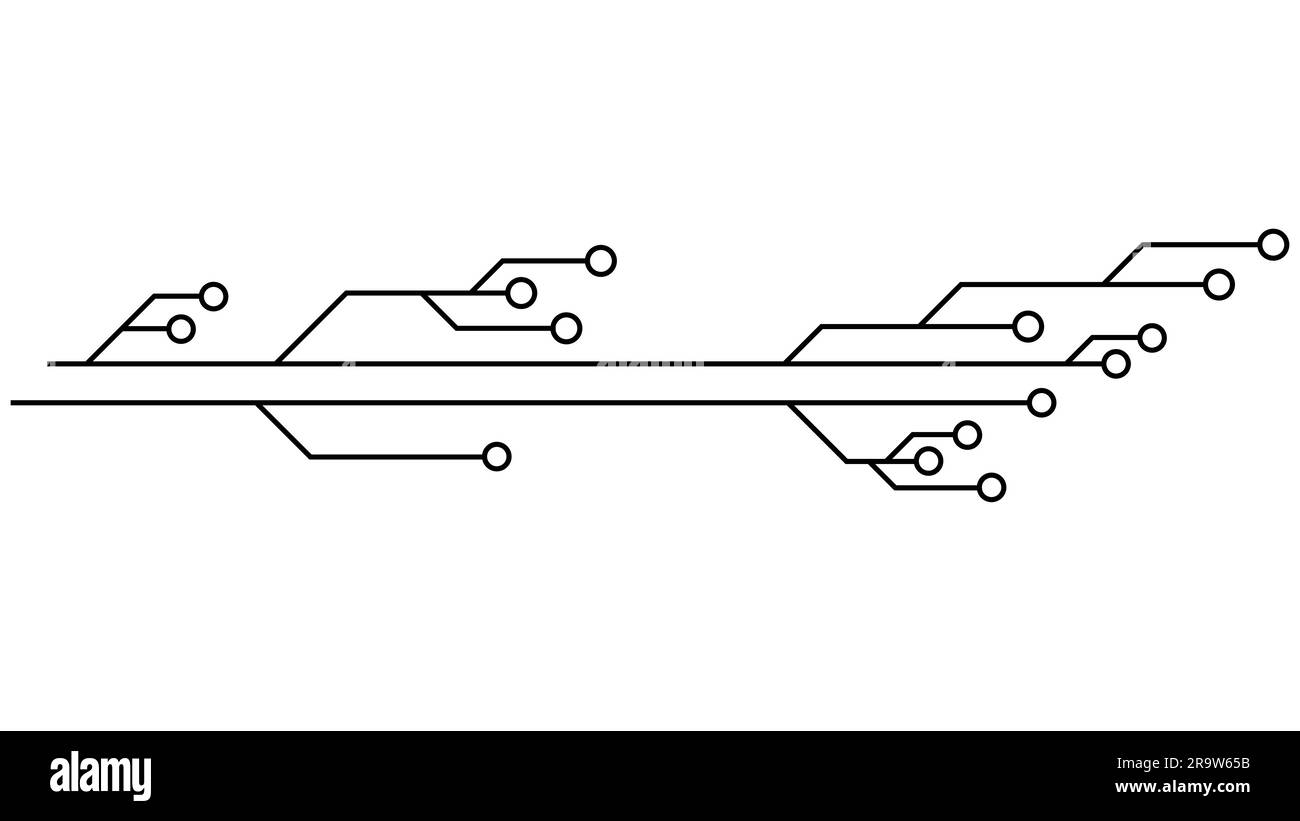 Printed circuit board PCB tracks isolated on white background ...