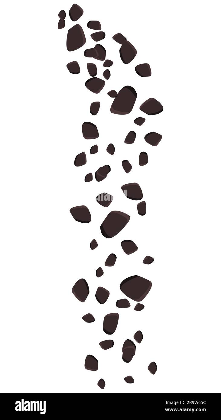 Falling brown stones or ground isolated on white. Vector clipart Stock ...