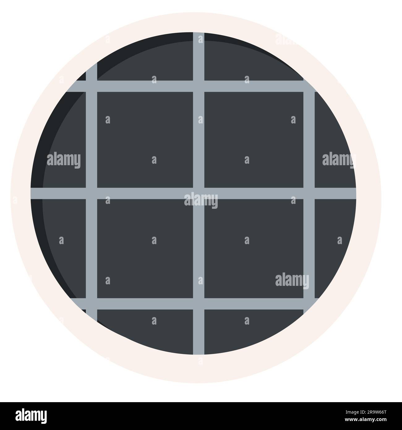 Round colored window with bars for home isolated on white background ...