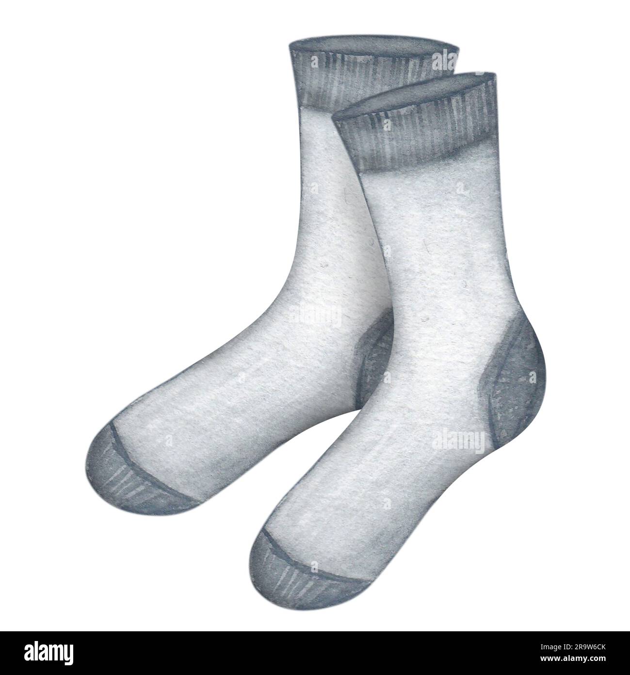 Laundry illustration. Grey socks. Watercolor on a white background ...