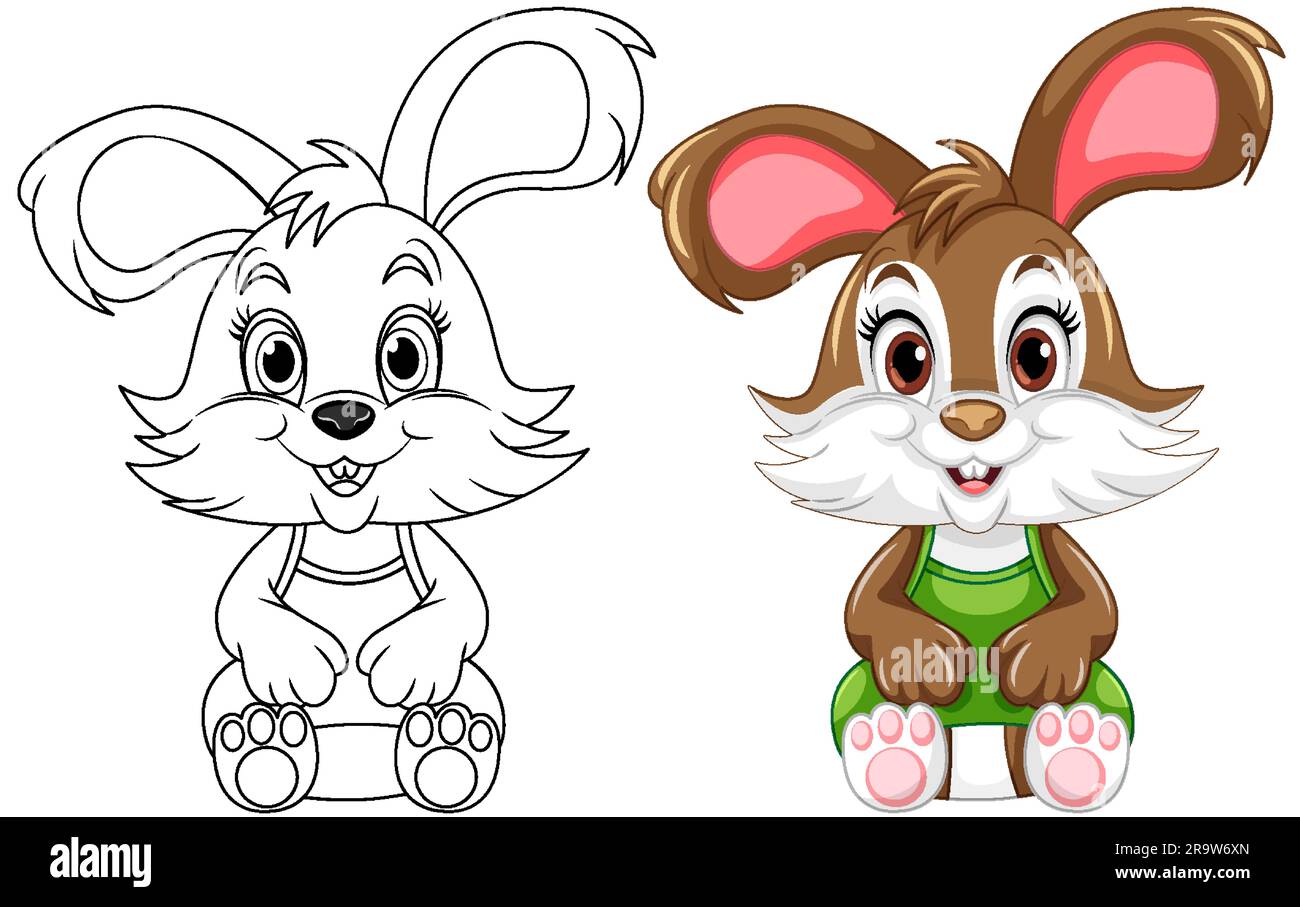 Coloring Page Outline of Cute Rabbit illustration Stock Vector Image ...