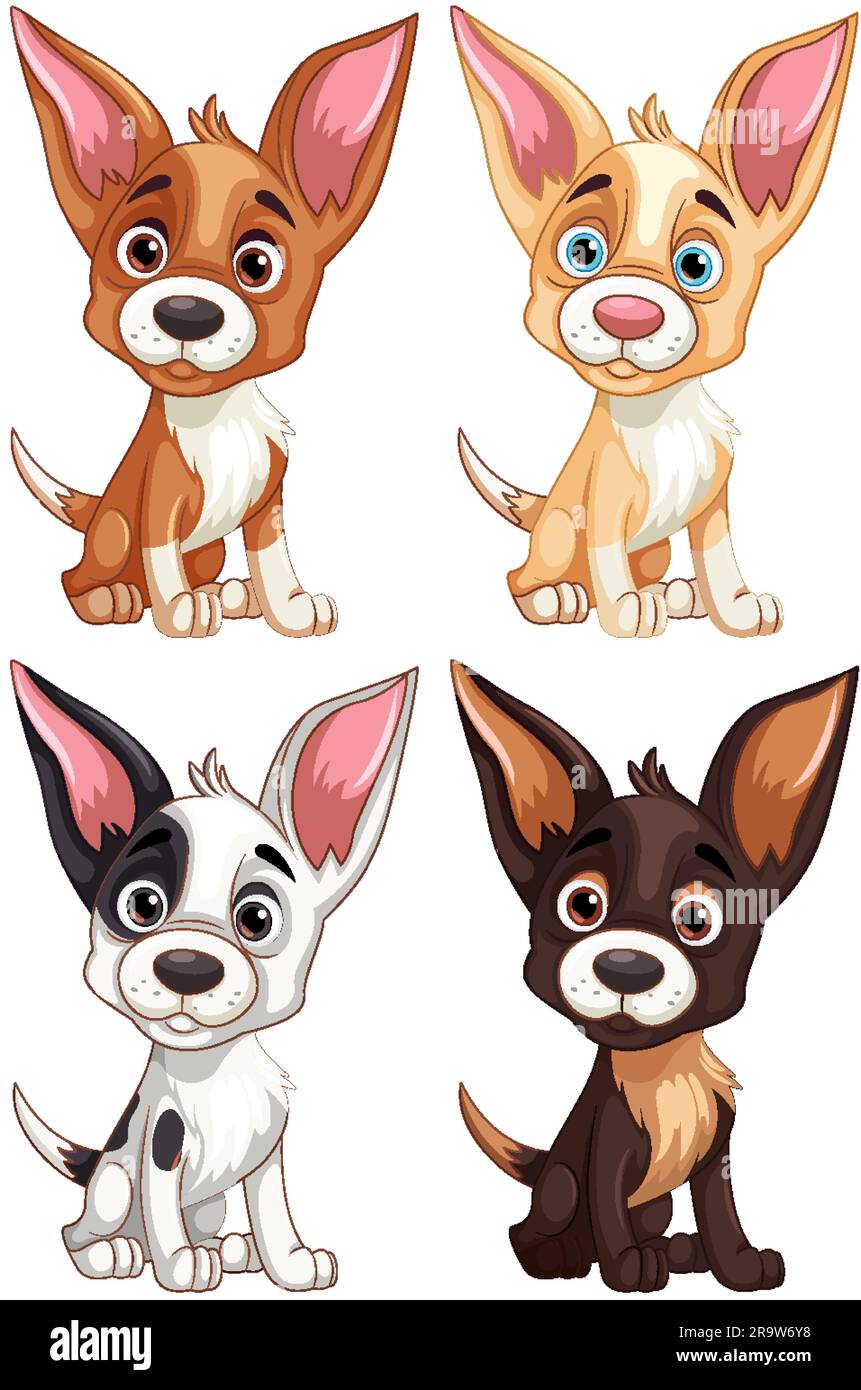 Cute dog cartoon character set illustration Stock Vector Image & Art ...