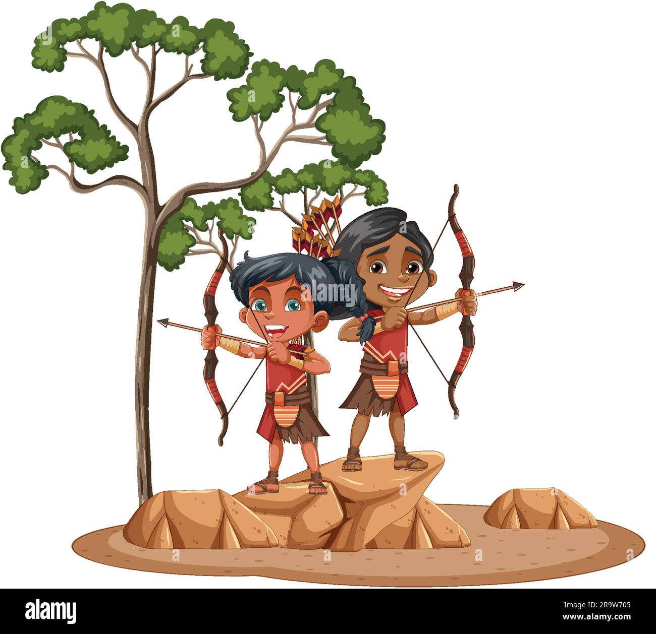 Indigenous people out for hunting with arrow illustration Stock Vector ...