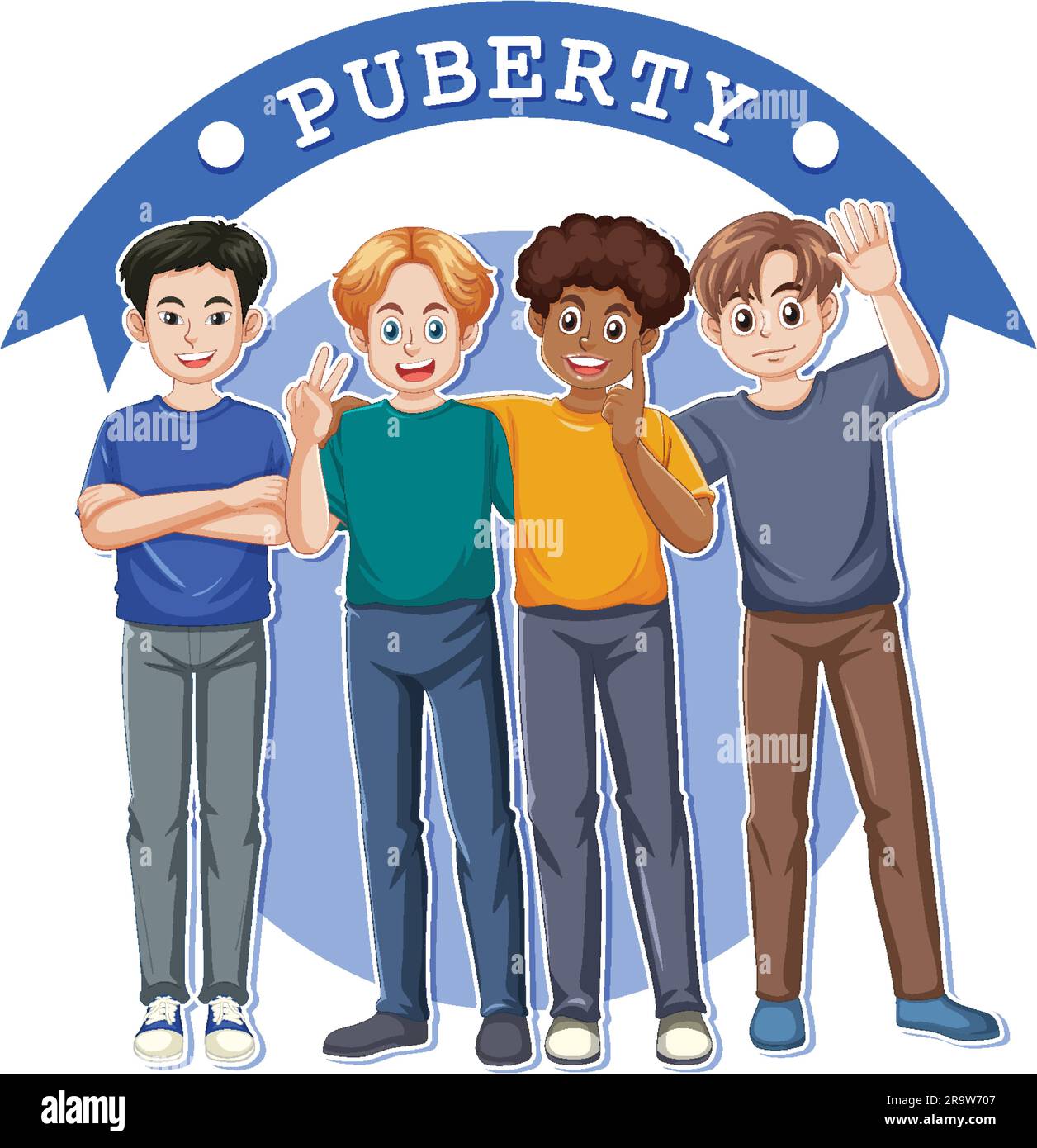 Multi Ethnic Teenage Friendship Group illustration Stock Vector Image ...