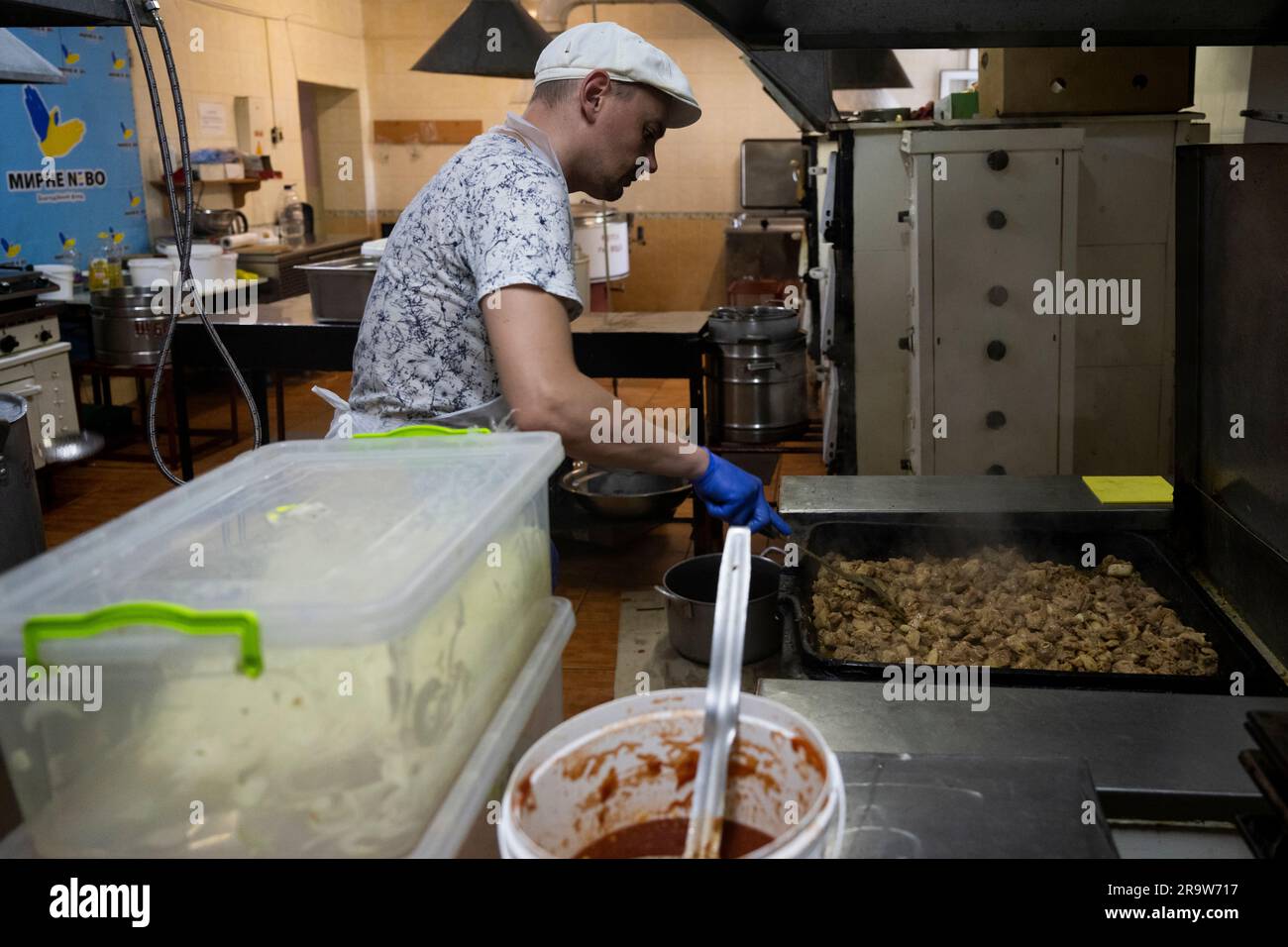 Cherson, Ukraine. 24th June, 2023. A worker of "Myrne nebo" (Peaceful ...