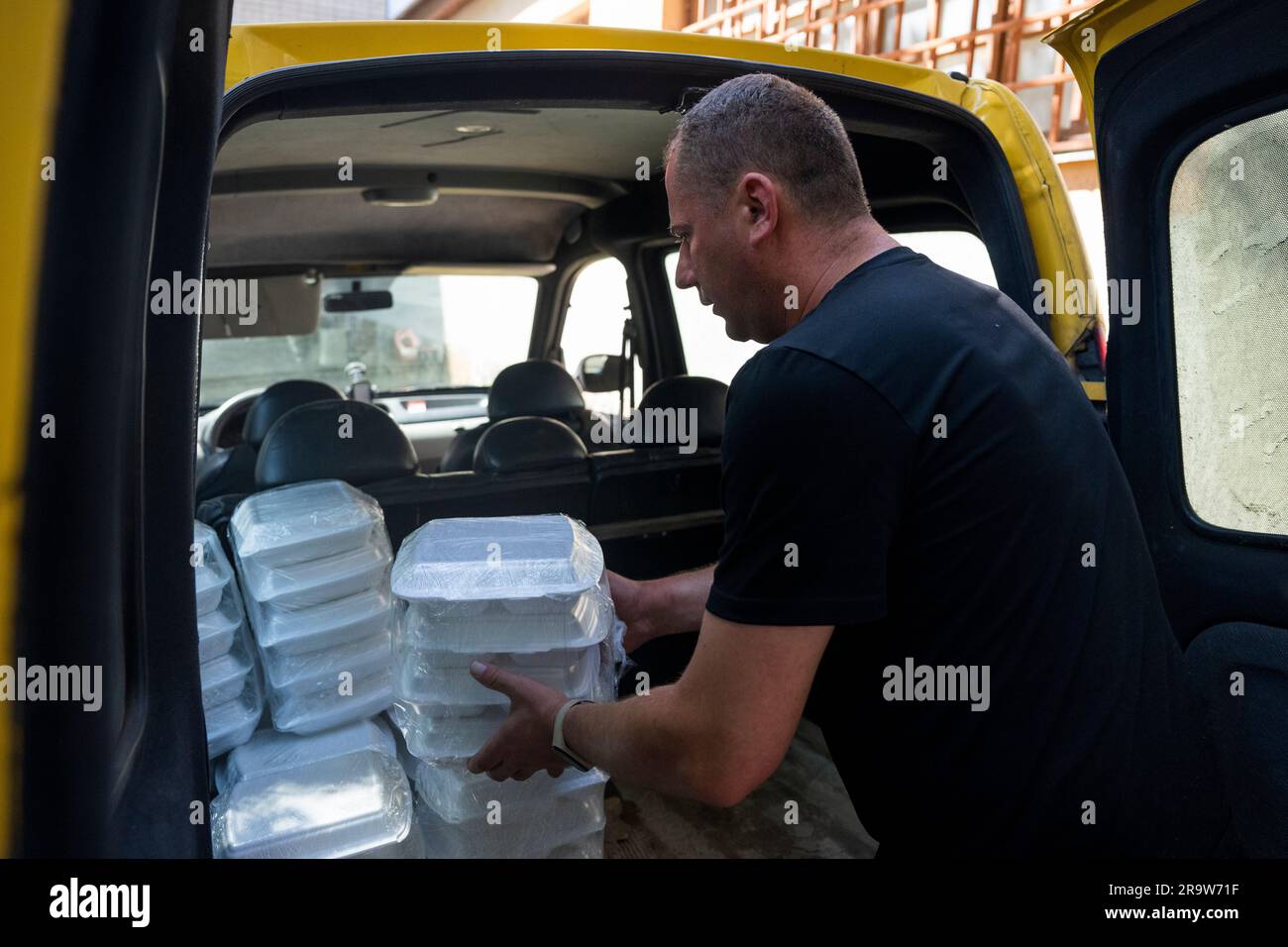 Cherson, Ukraine. 24th June, 2023. A worker of "Myrne nebo" (Peaceful ...