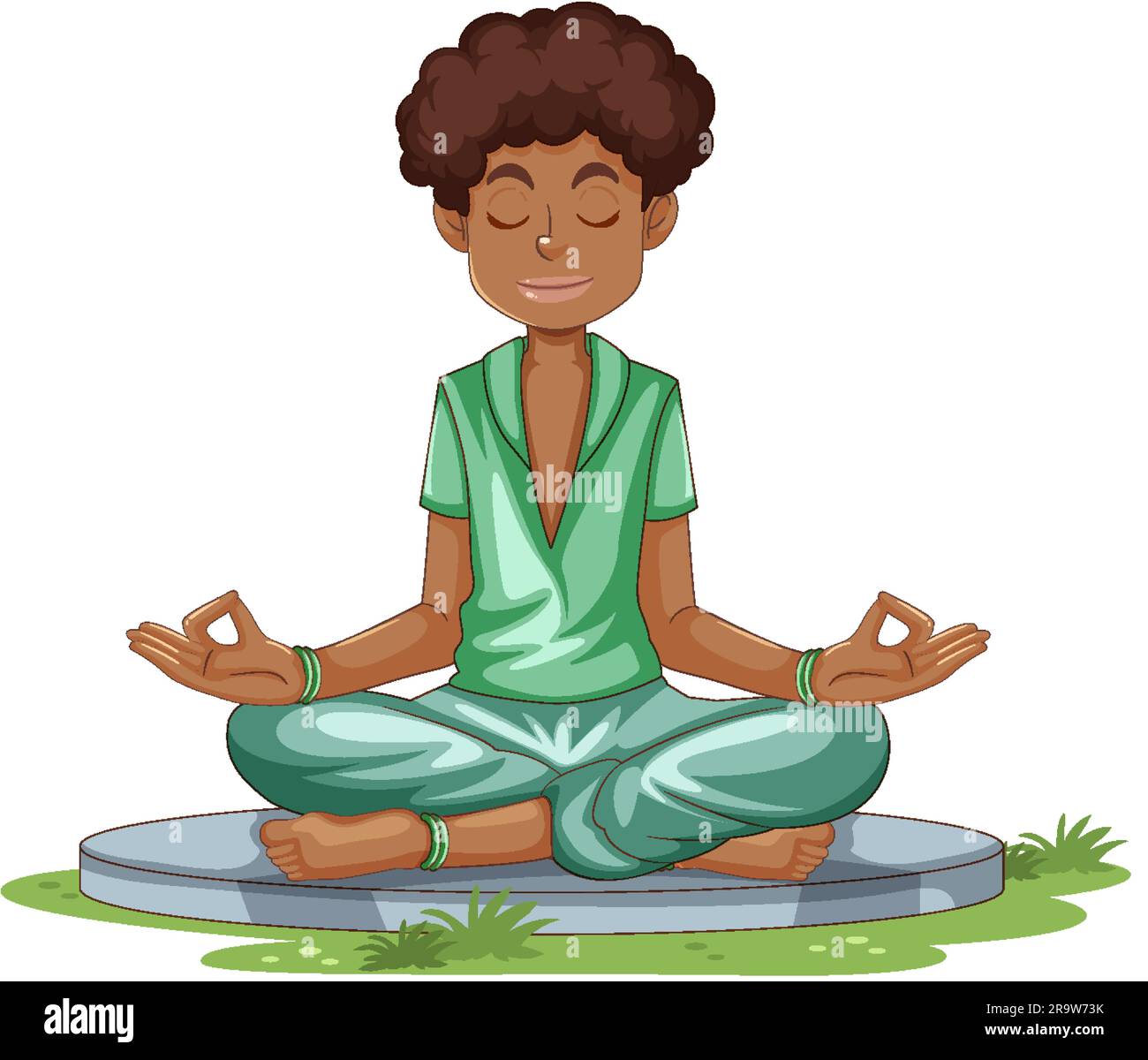 African man cartoon practice meditation illustration Stock Vector Image ...