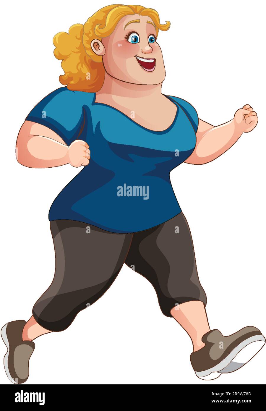 Chubby Woman Running Pose Cartoon Character illustration Stock Vector ...