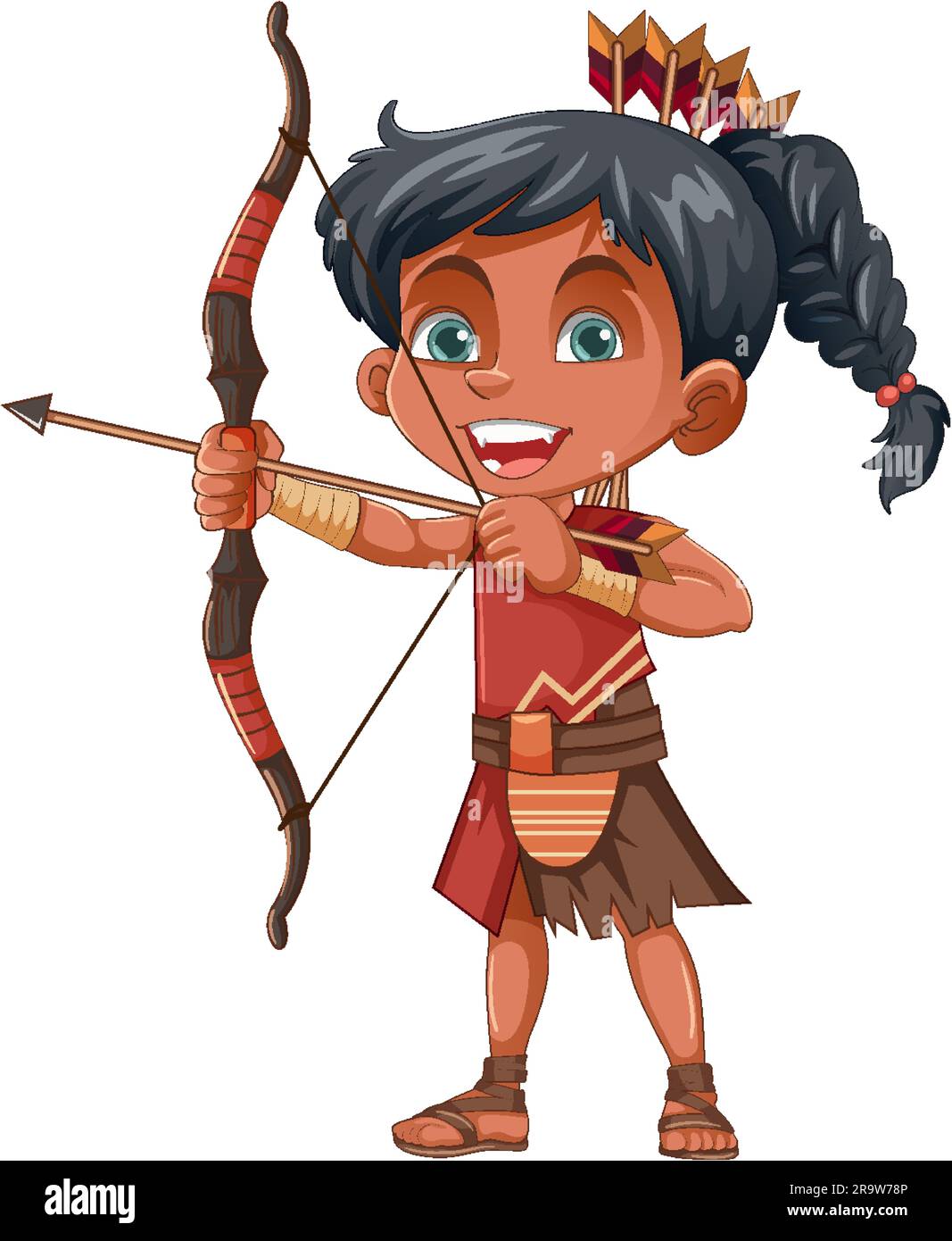 Native American Tribe Kid Archer illustration Stock Vector Image & Art ...