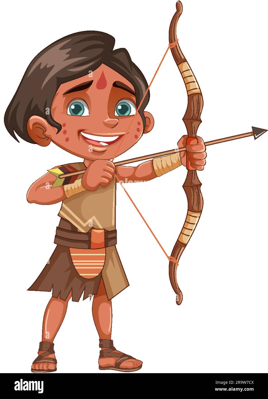 Native American Tribe Kid Archer illustration Stock Vector Image & Art ...
