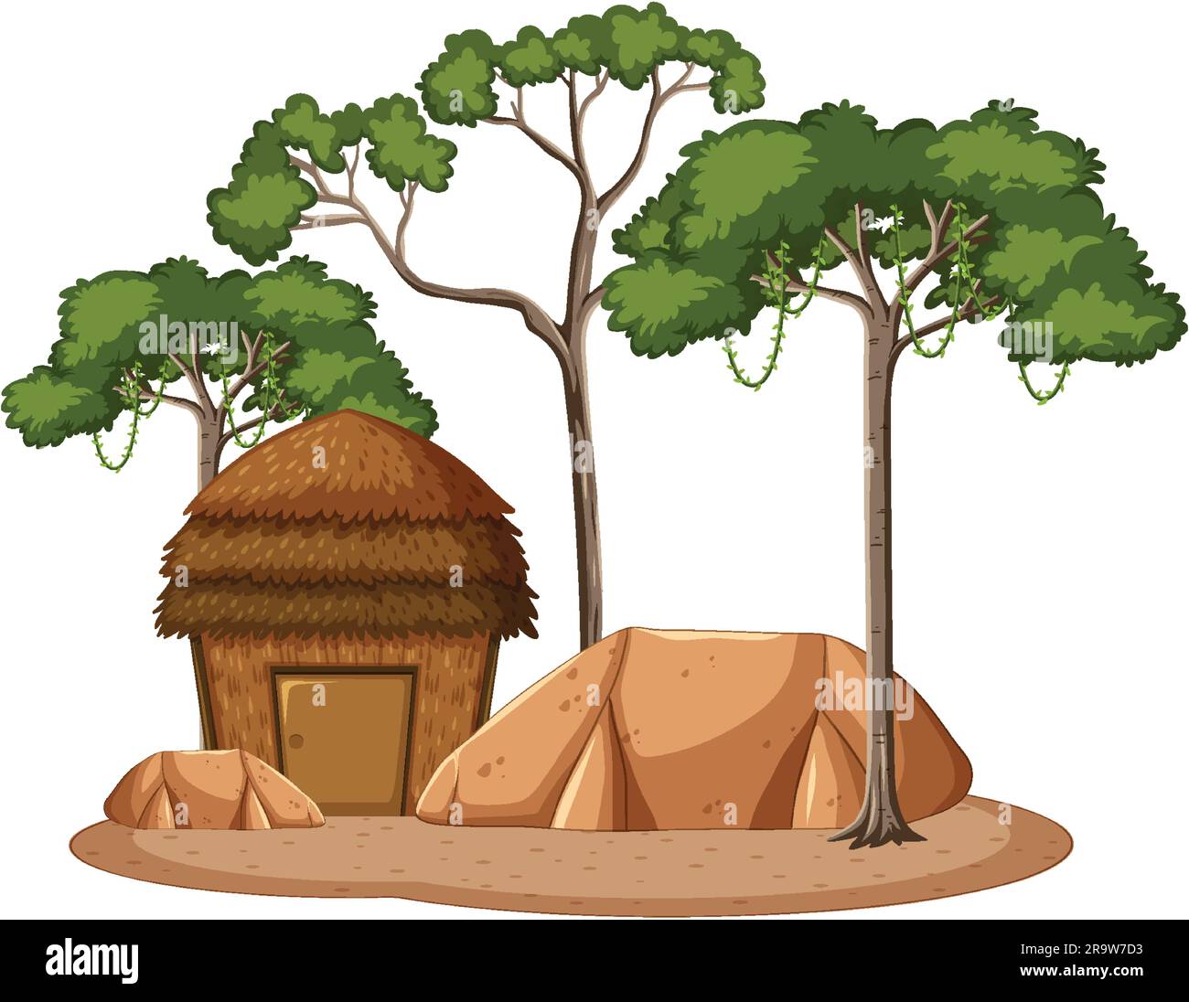 Hut With Tree Vector Illustration Stock Vector Image And Art Alamy