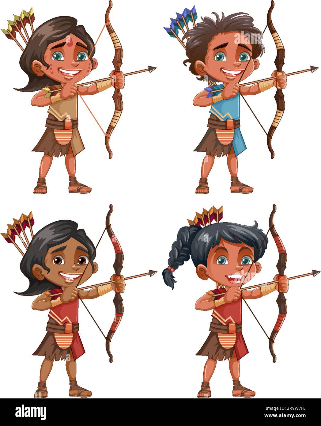 Native American Tribe Kids Collection illustration Stock Vector Image ...