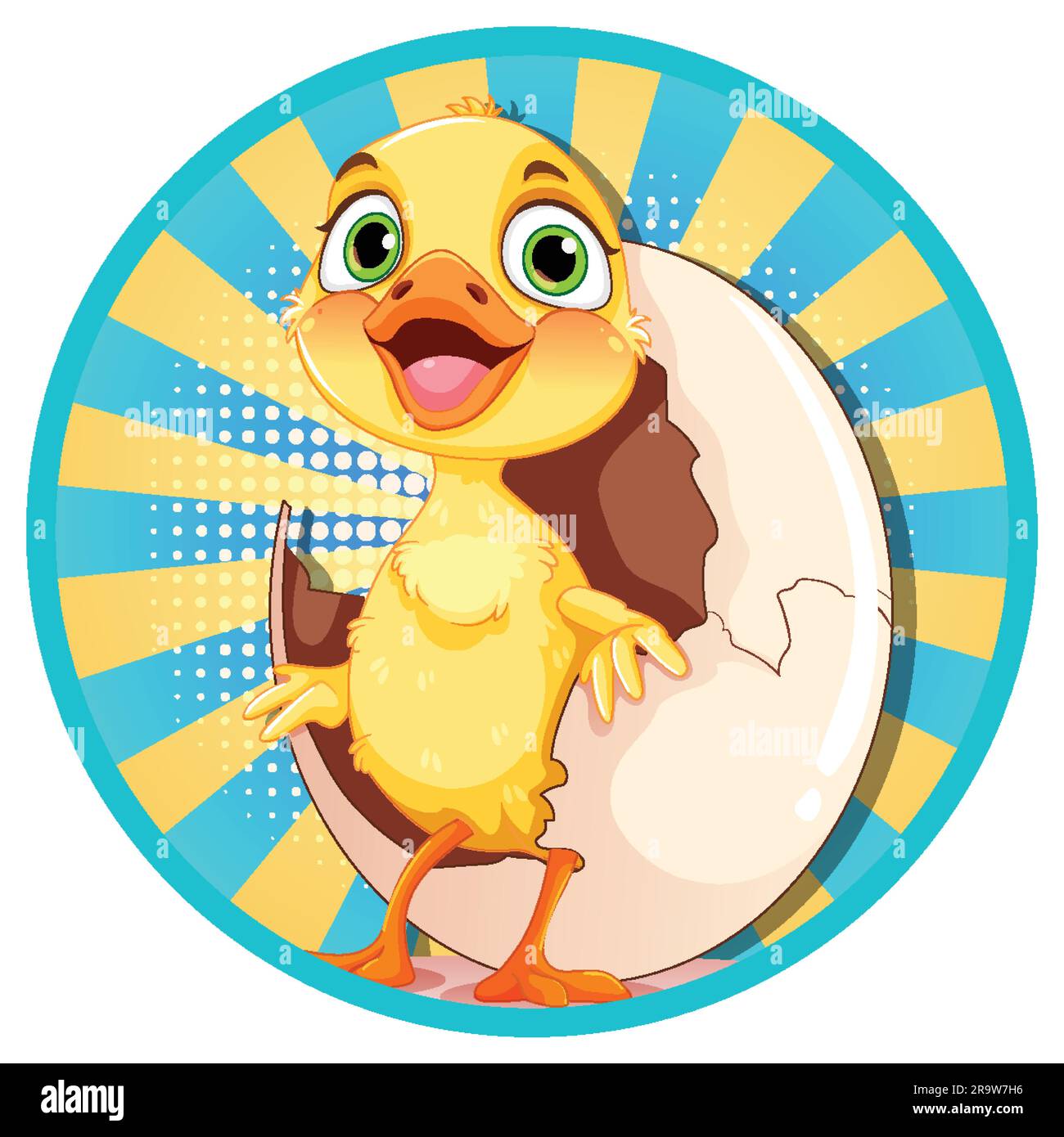 Little duckling hatching the egg illustration Stock Vector Image & Art ...