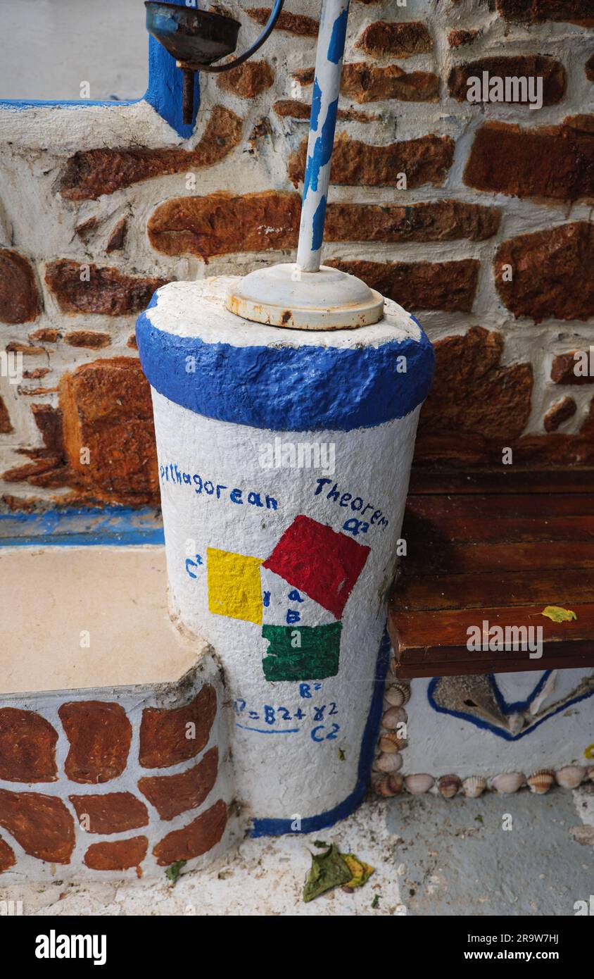 Blue street on the greek island of Samos in summer Stock Photo - Alamy