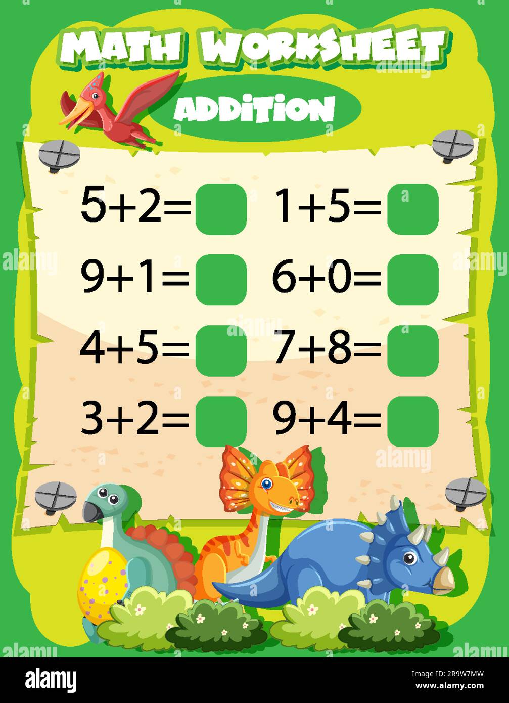 Math Worksheet Addition Template illustration Stock Vector Image & Art ...