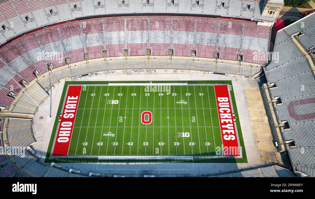 Ohio Stadium in Columbus - home of the Ohio State Buckeyes - aerial ...