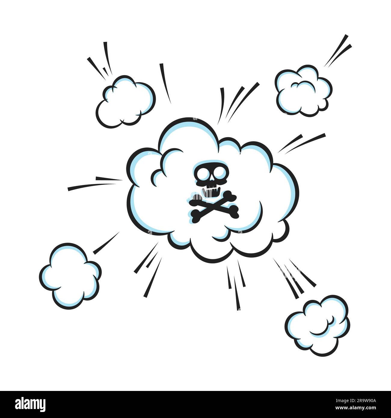 Fart smoke smelling cloud with skull and crossing bones pop art comic ...