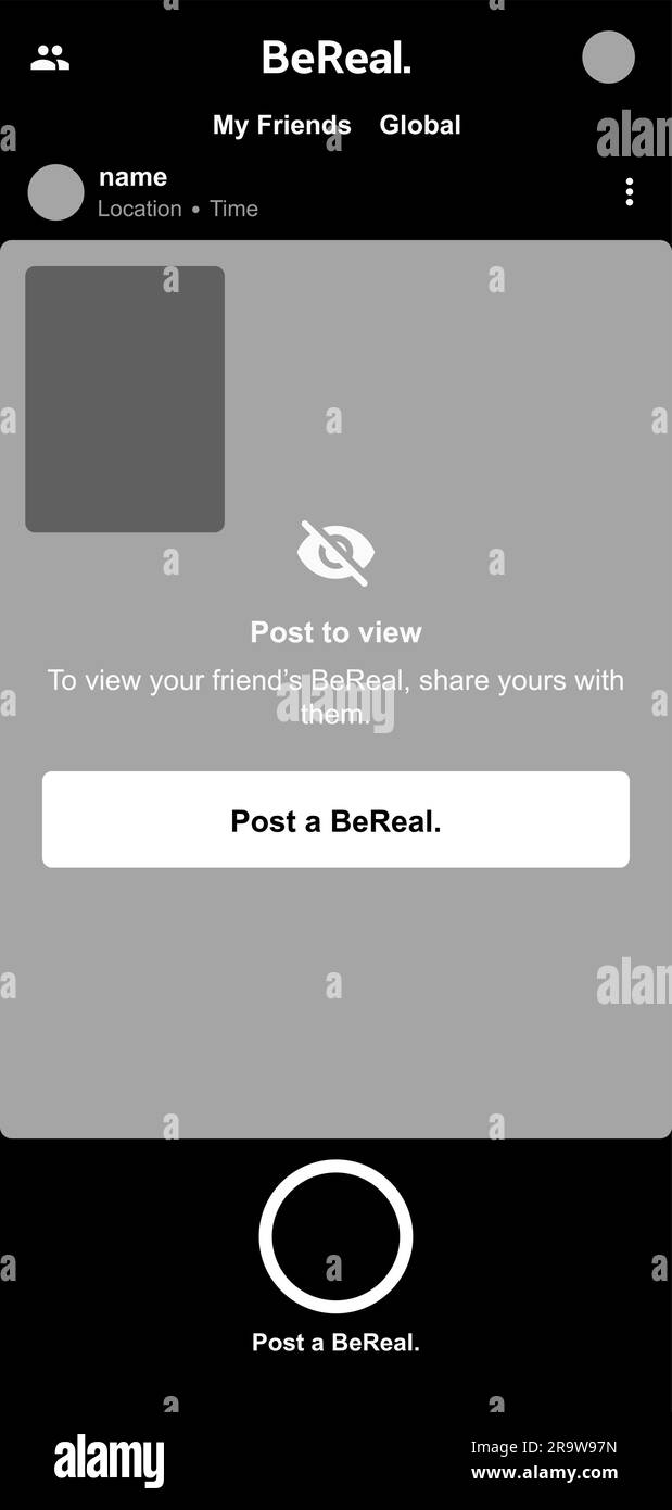 Kharkiv, Ukraine - June 18, 2023. BeReal mockup post template vector ...