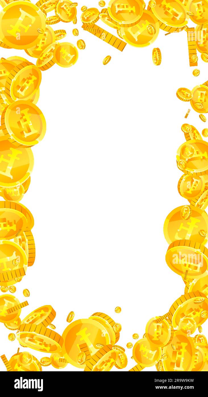 Swiss franc coins falling. Gold scattered CHF coins. Switzerland money ...