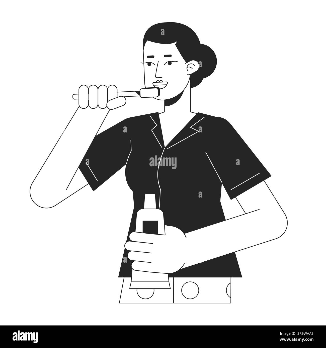 Woman brushing teeth drawing Cut Out Stock Images & Pictures - Alamy