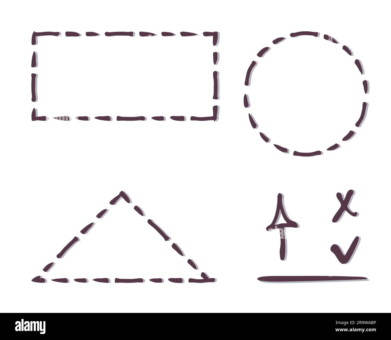Frames outline set. Hand drawn decorative doodle black ink brush stroke ...