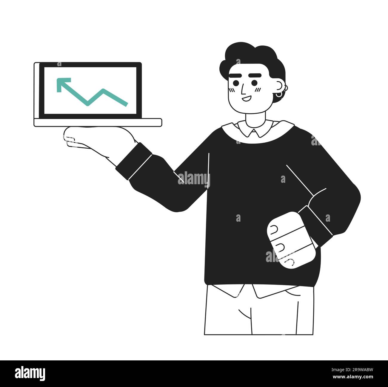 Cheerful Successful Man Monochrome Flat Vector Object Stock Vector Image And Art Alamy