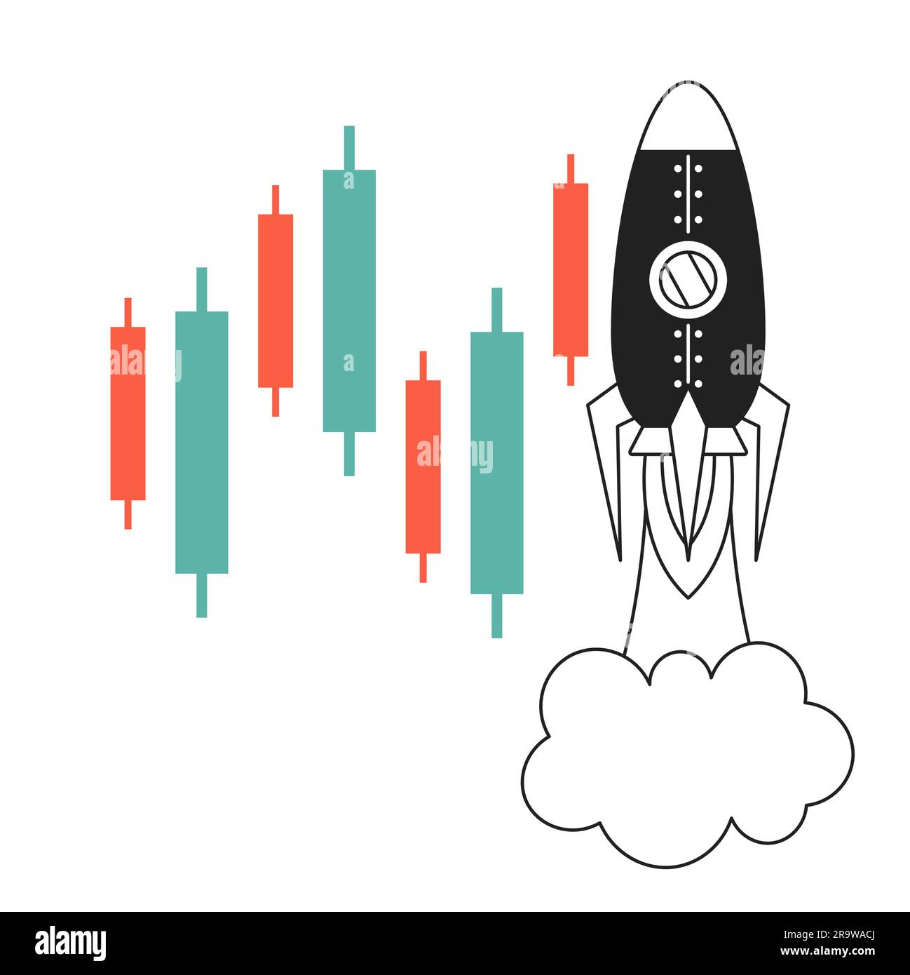 Flying rocket monochrome flat vector object Stock Vector Image & Art ...