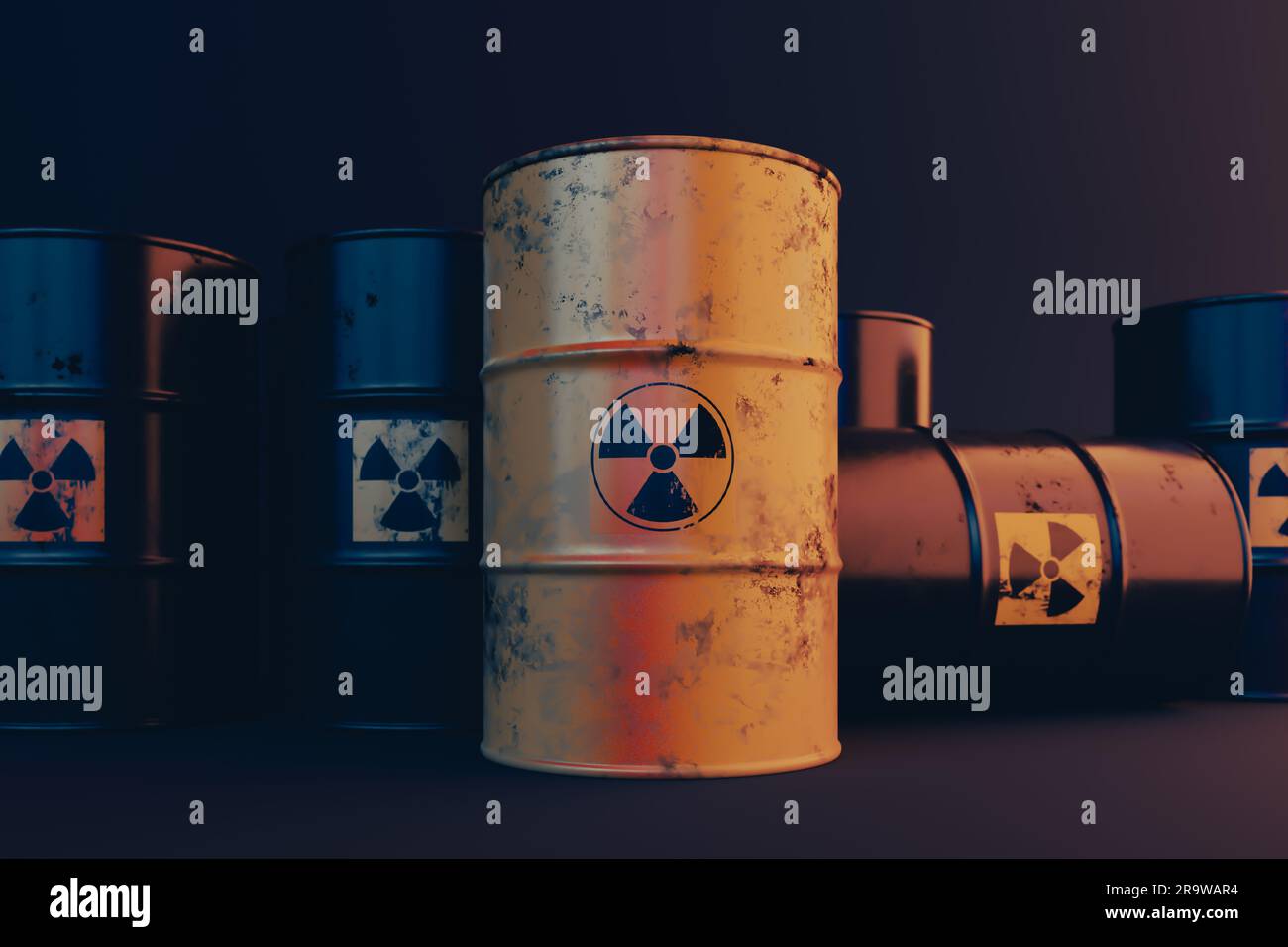 Nuclear waste barrel concept background image, 3d rendering Stock Photo ...