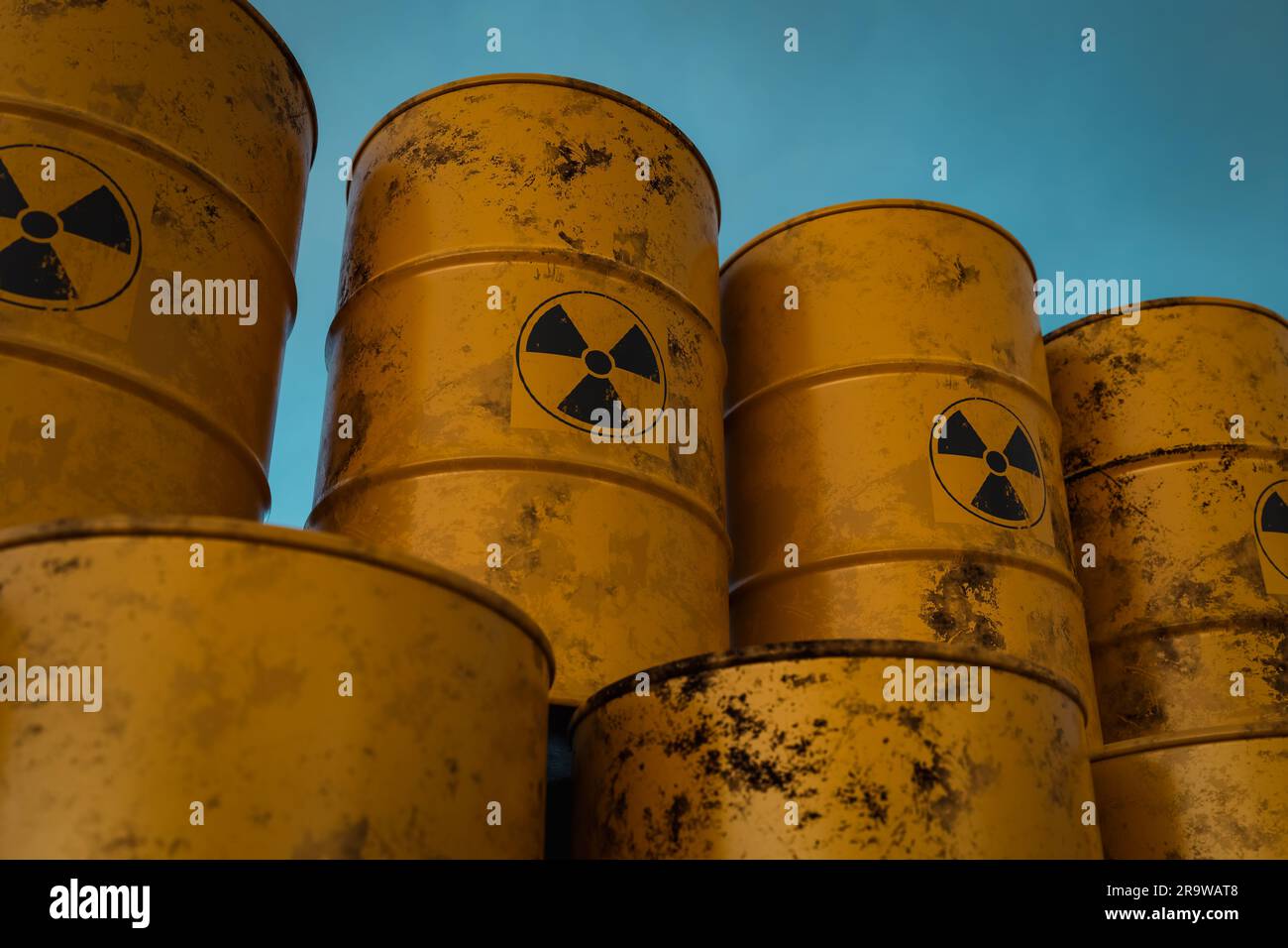 Nuclear waste barrel concept background image, 3d rendering Stock Photo ...