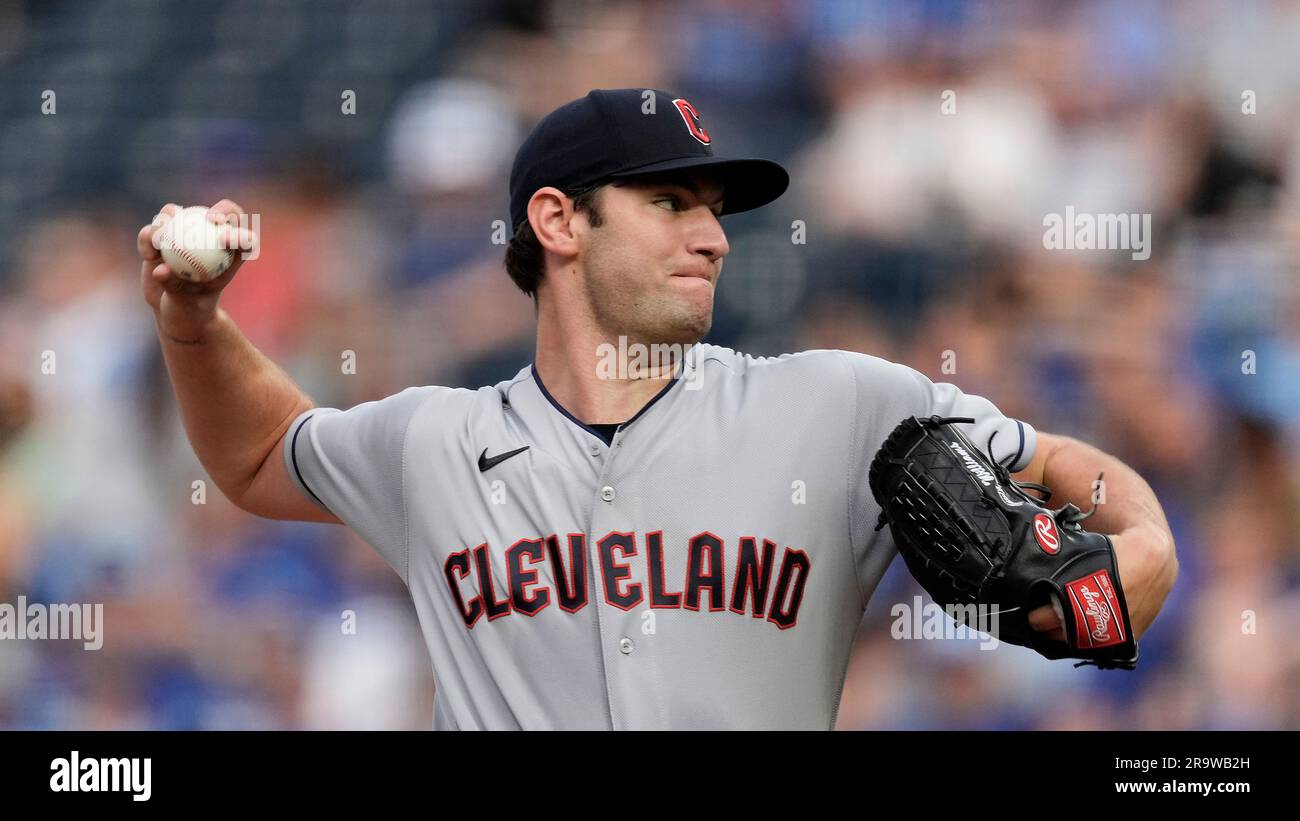 Cleveland Guardians starting pitcher Gavin Williams throws during the ...