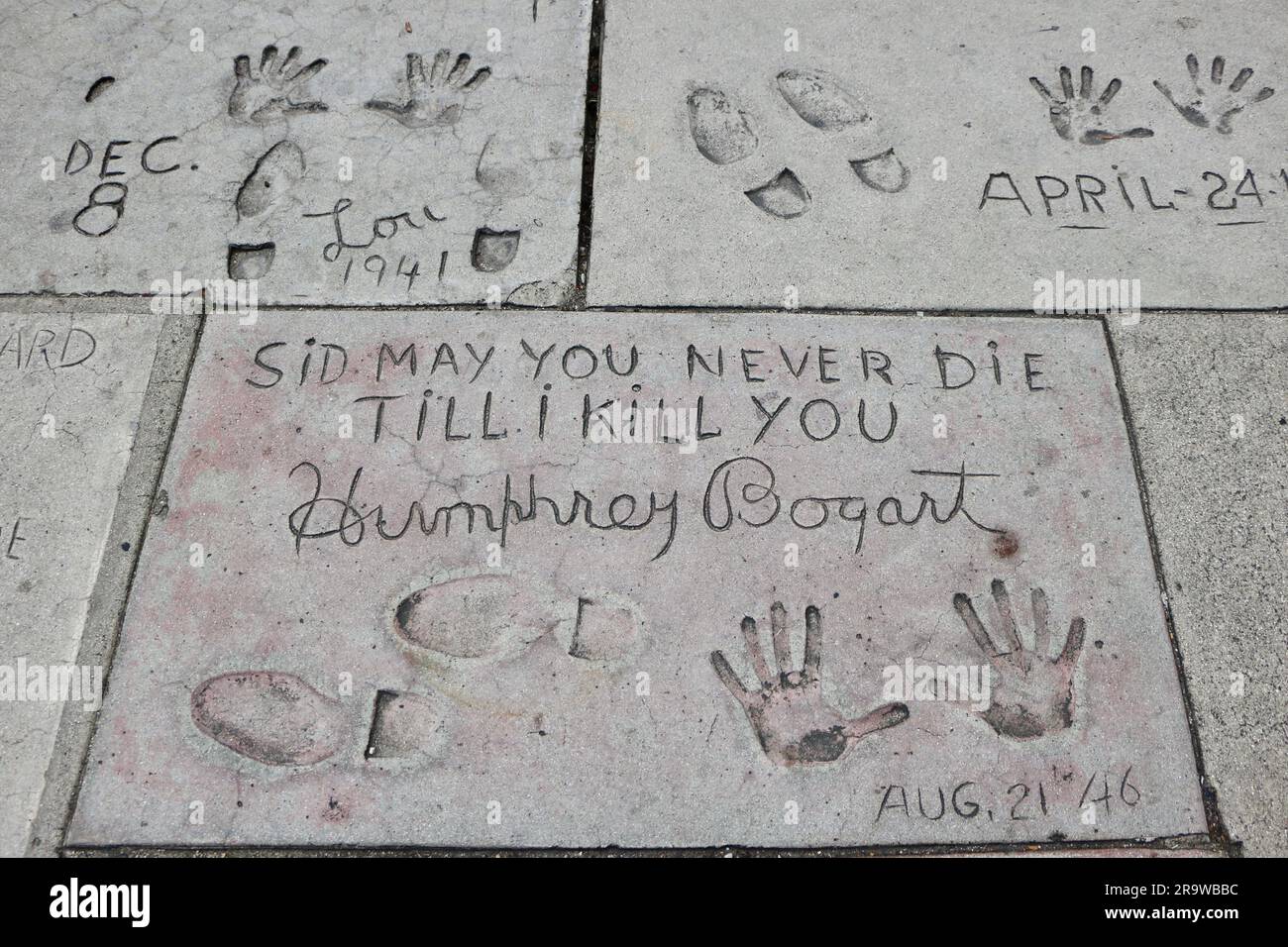 Autograph hand footprints of Humphrey Bogart dated August 21 1946 in ...