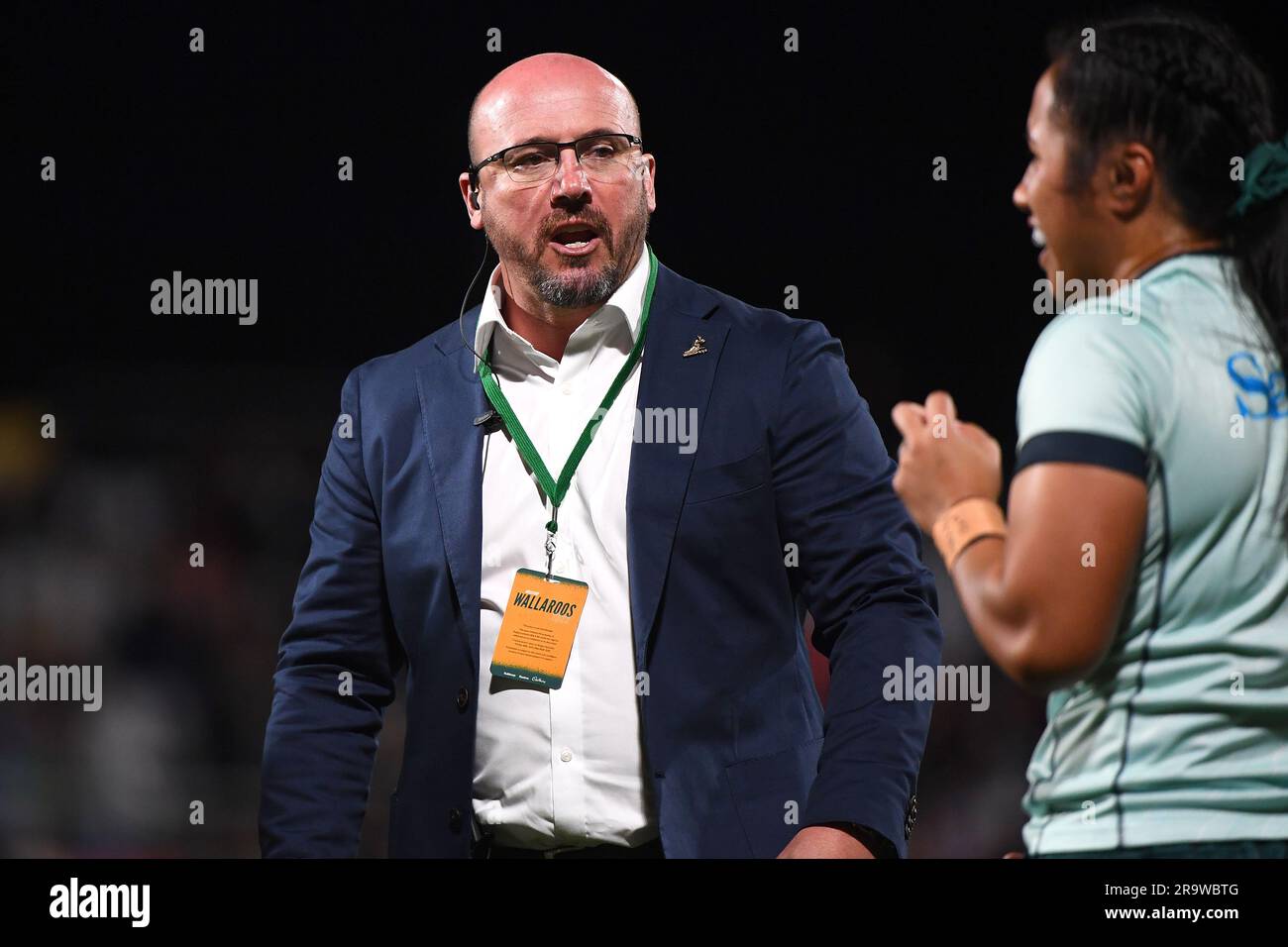 Brisbane, Australia. 29th June, 2023. Wallaroos coach Jay Tregonning ...
