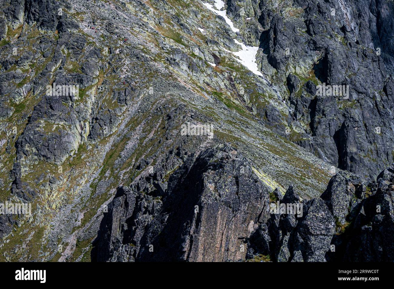 An outstanding mountain landscape of the High Tatras. The Lomnicka Pass ...