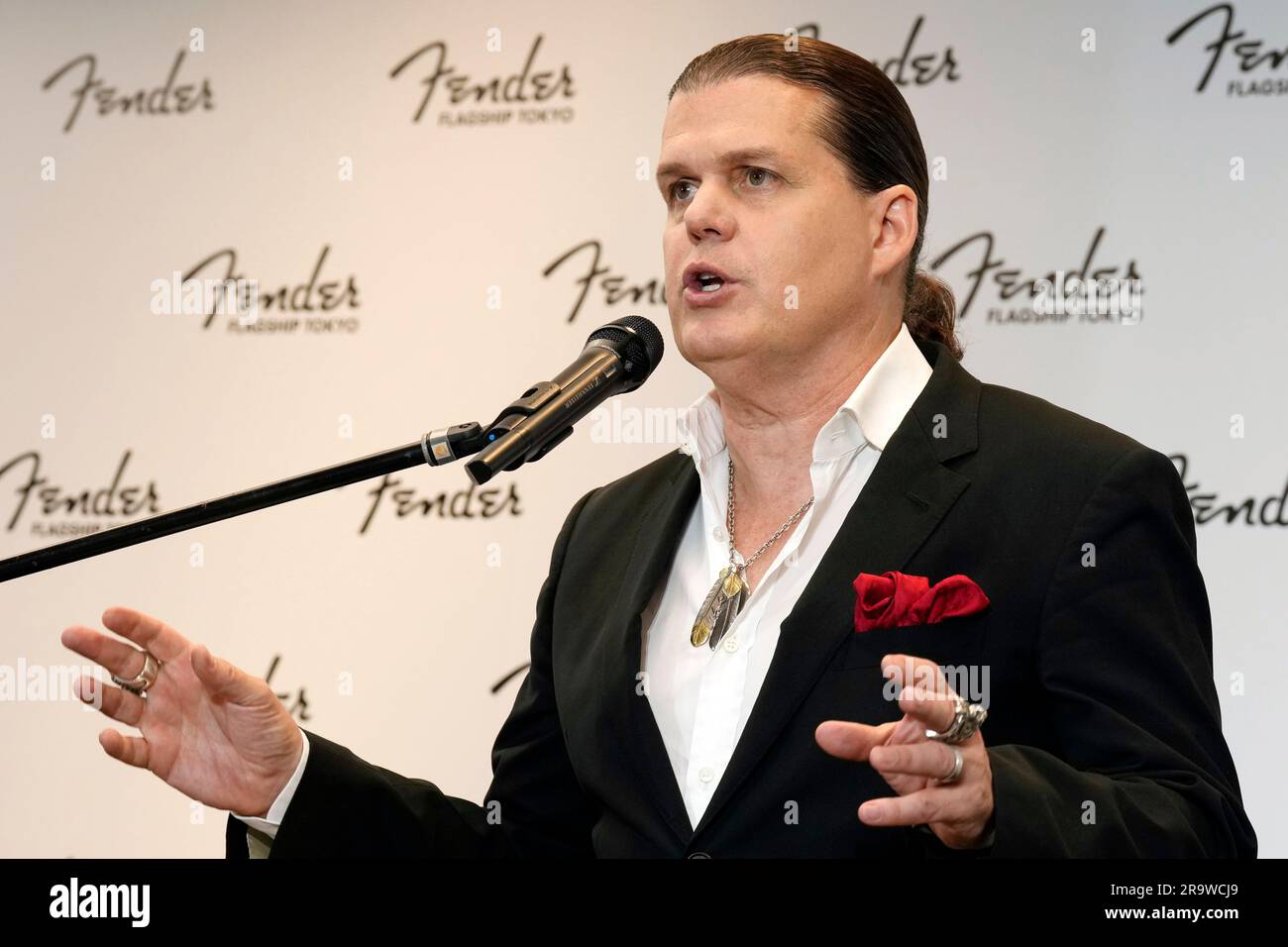 Fender President for Asia-Pacific Edward Cole speaks during the opening ...