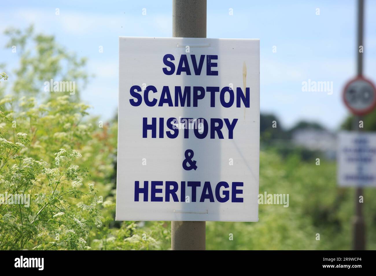 26th June 2023 No asylum centre protest sign at former RAF Scampton ...