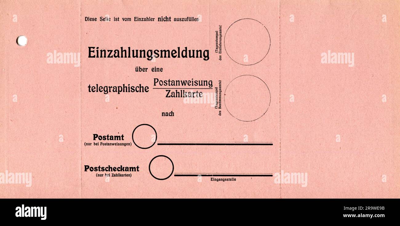 mail, form, German Federal Post Office, payment notification for a ...