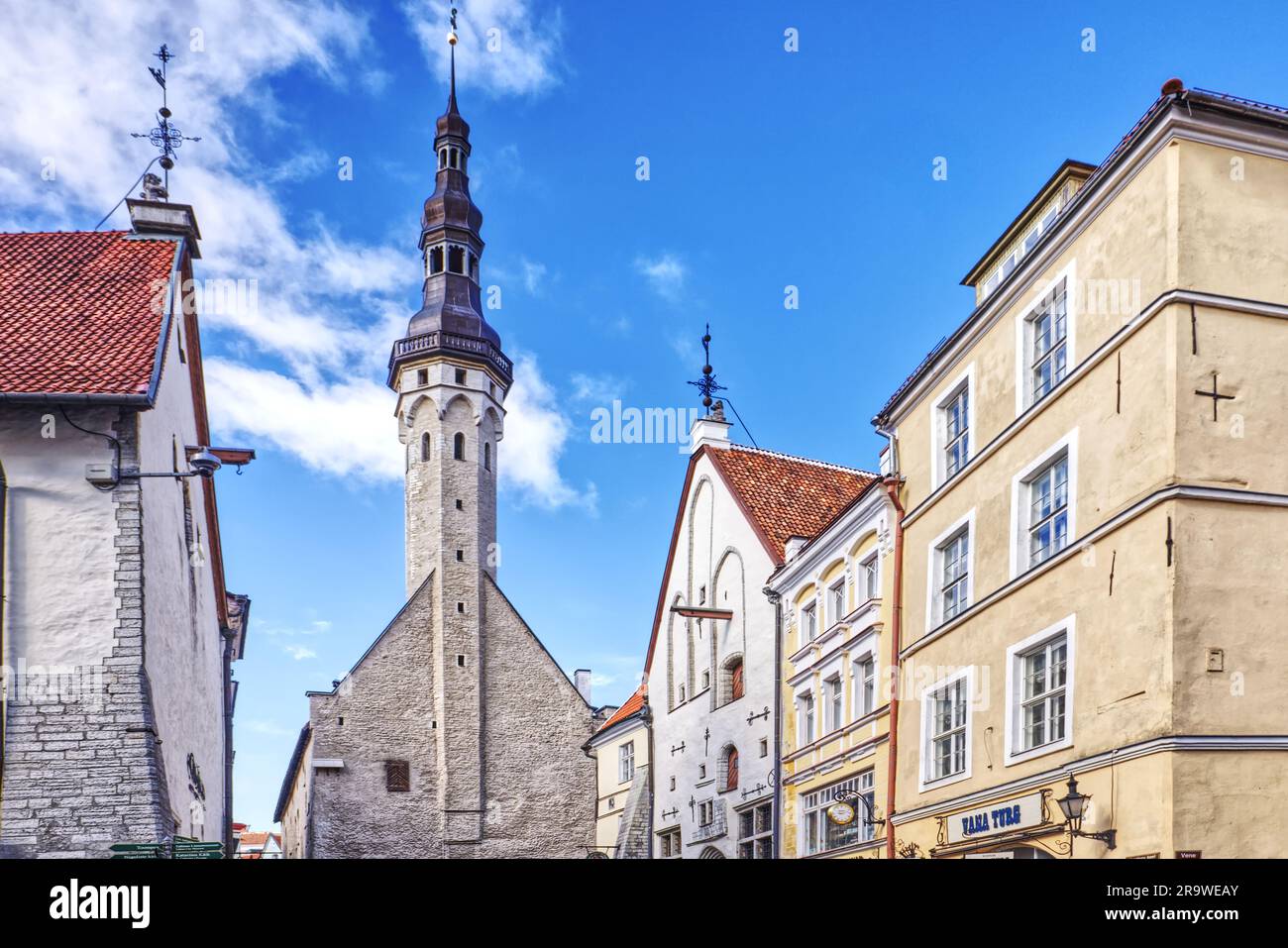 Tallinn Old Town, Estonia - The town hall and other medieval buildings ...