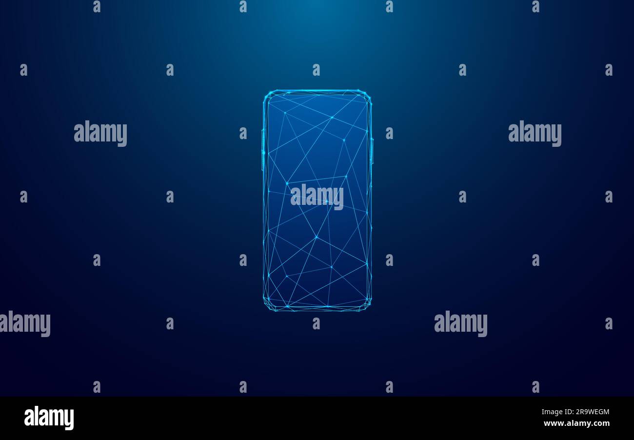 Abstract Empty Phone Screen in Blue Low Poly Style Stock Vector Image ...