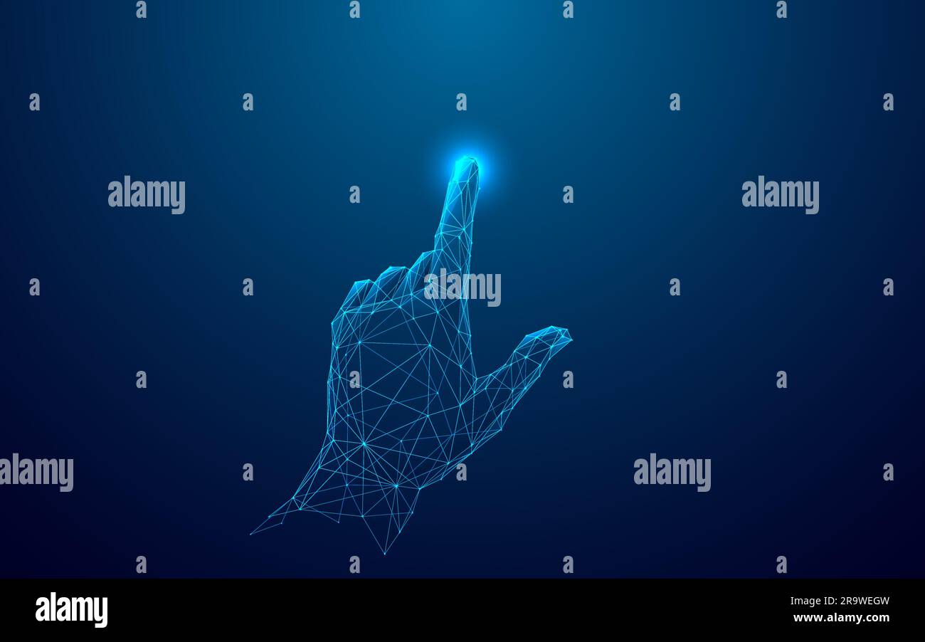 Man touching virtual 3d Stock Vector Images - Alamy
