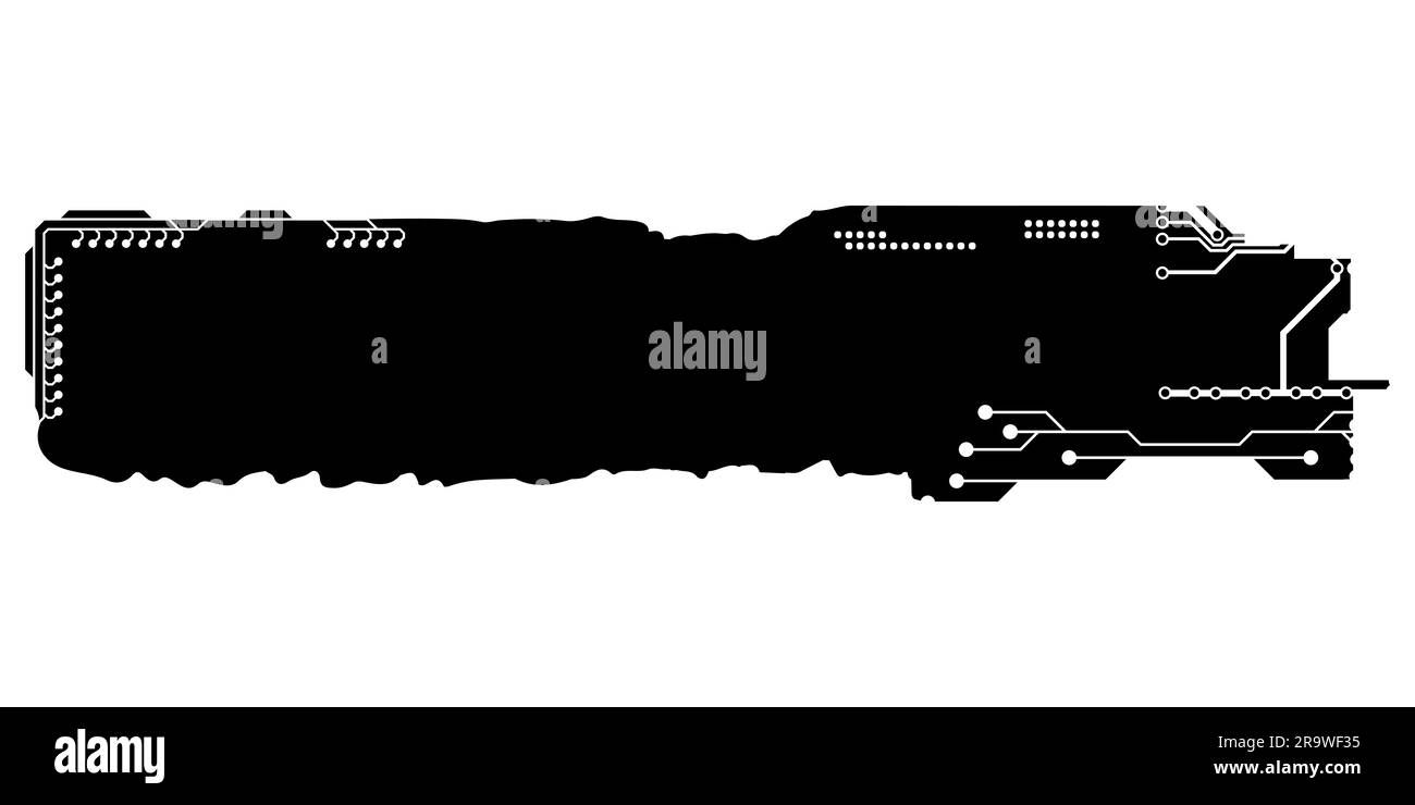 Rectangular design element silhouette in tech style isolated on white ...