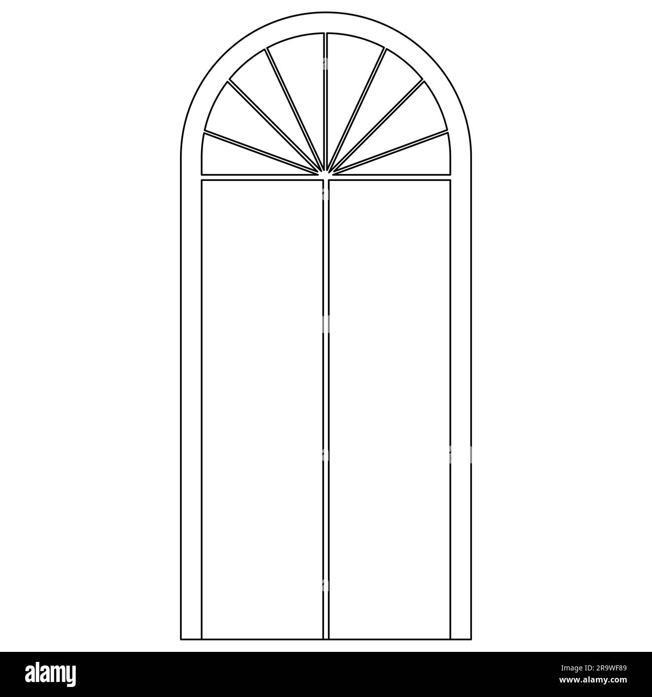 Arch type of window outline for house isolated on white background ...