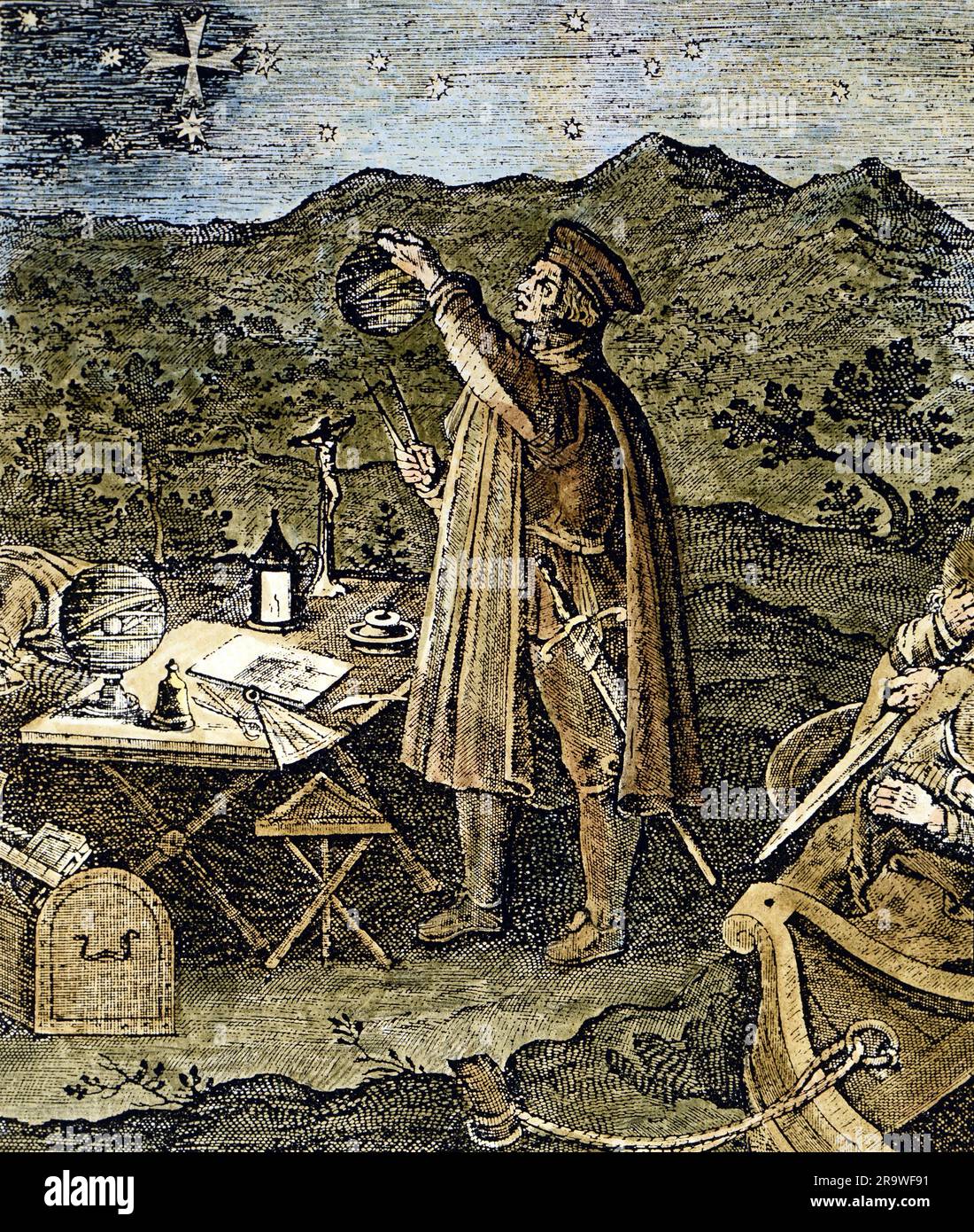 Vespucci, Amerigo, 9.3.1454 - 22.2.1512, Italian navigator, half length ...